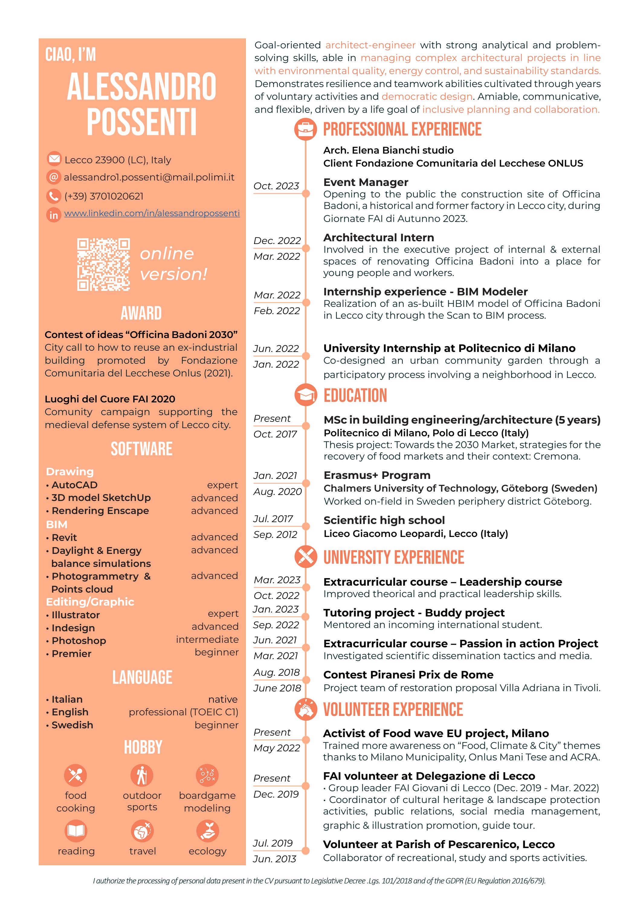 CV Alessandro Possenti by Alessandro Possenti - Issuu