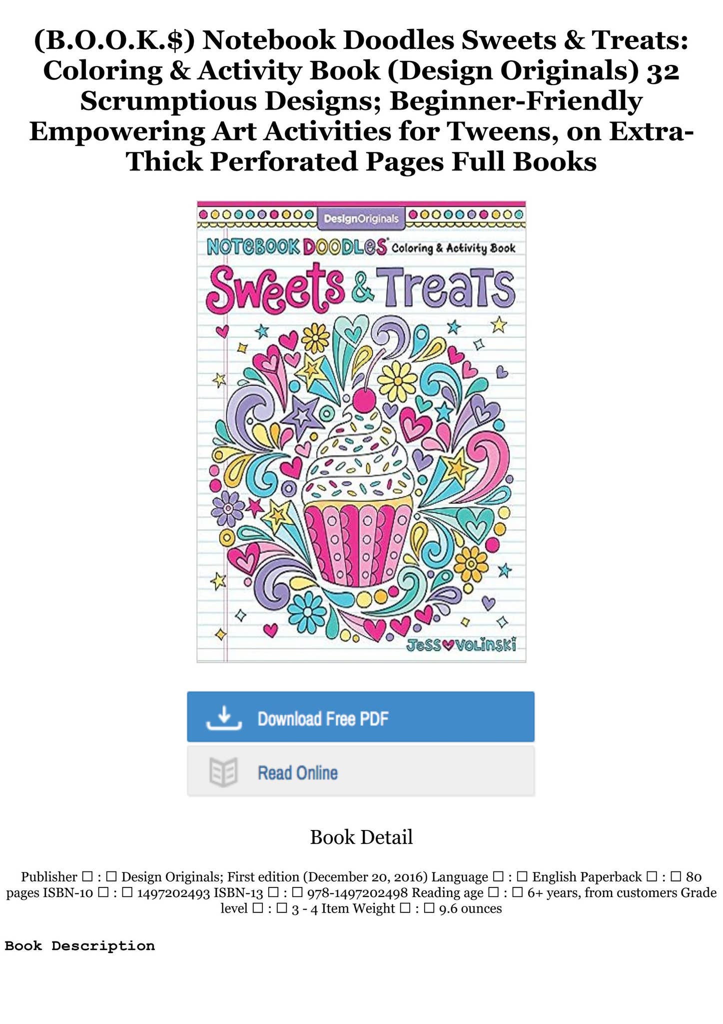 ~Read !Book Notebook Doodles Sweets & Treats: Coloring & Activity Book ...