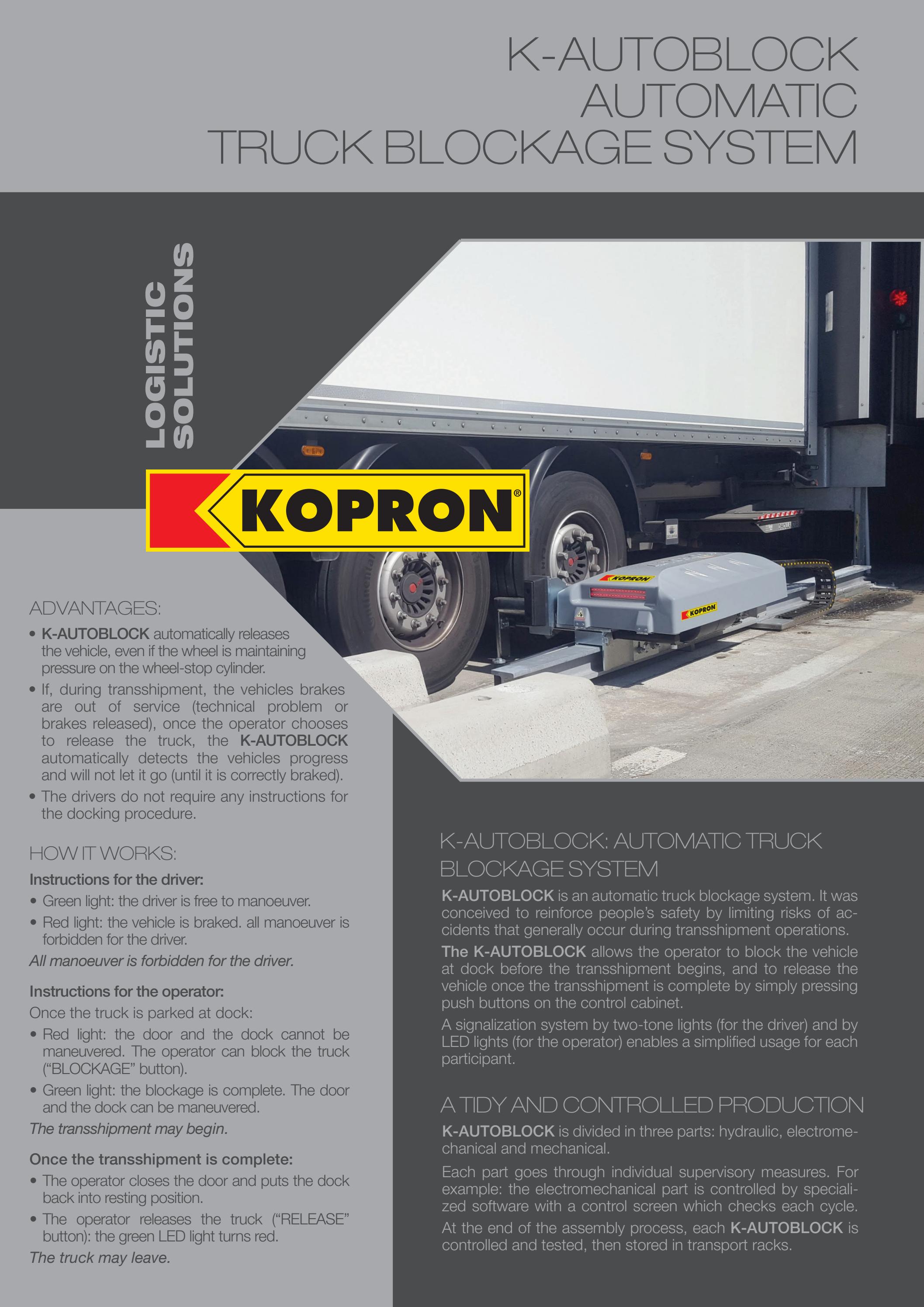 Kopron - K-Autoblock automatic truck blockage system by Kopron Spa - Issuu