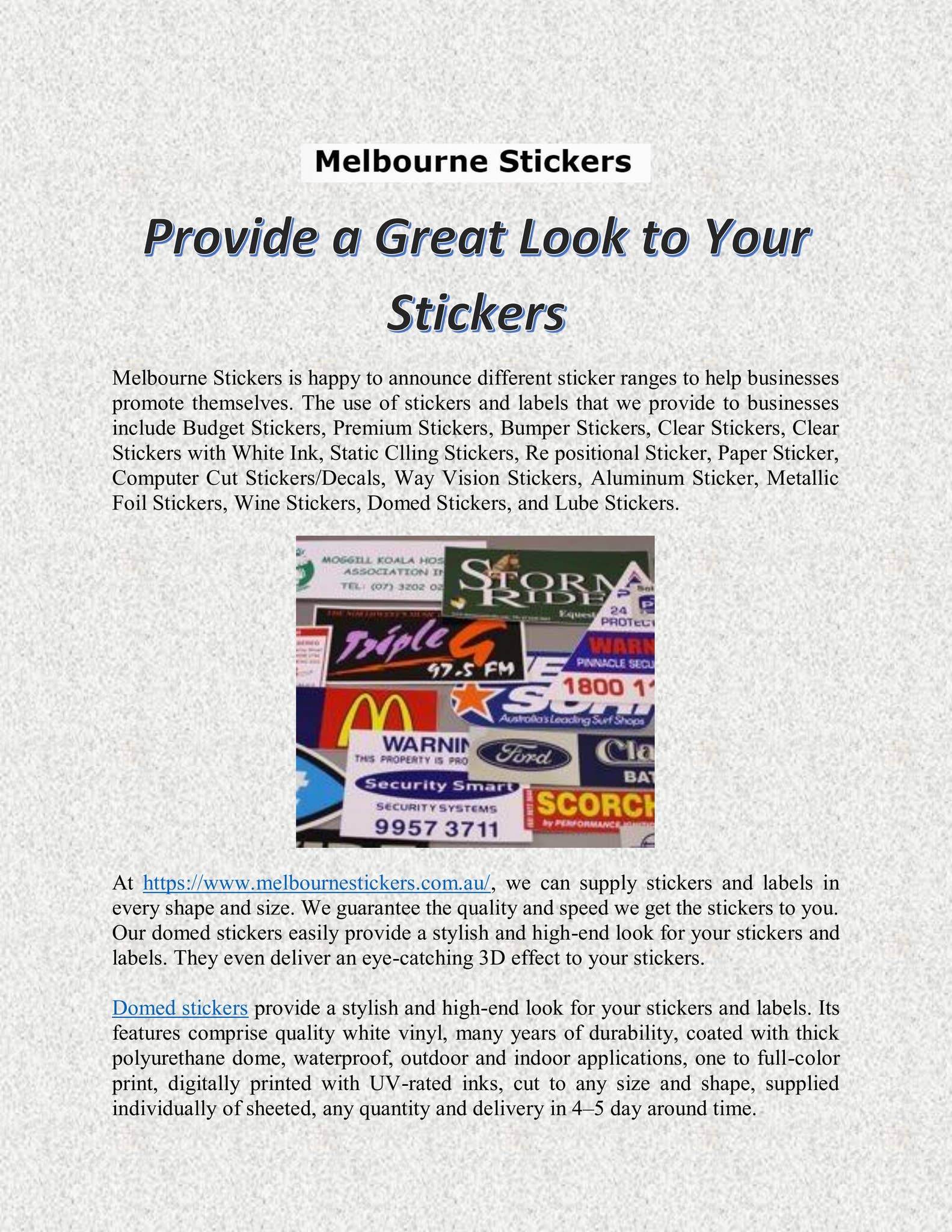 Provide a Great Look to Your Stickers by Melbourne Stickers - Issuu