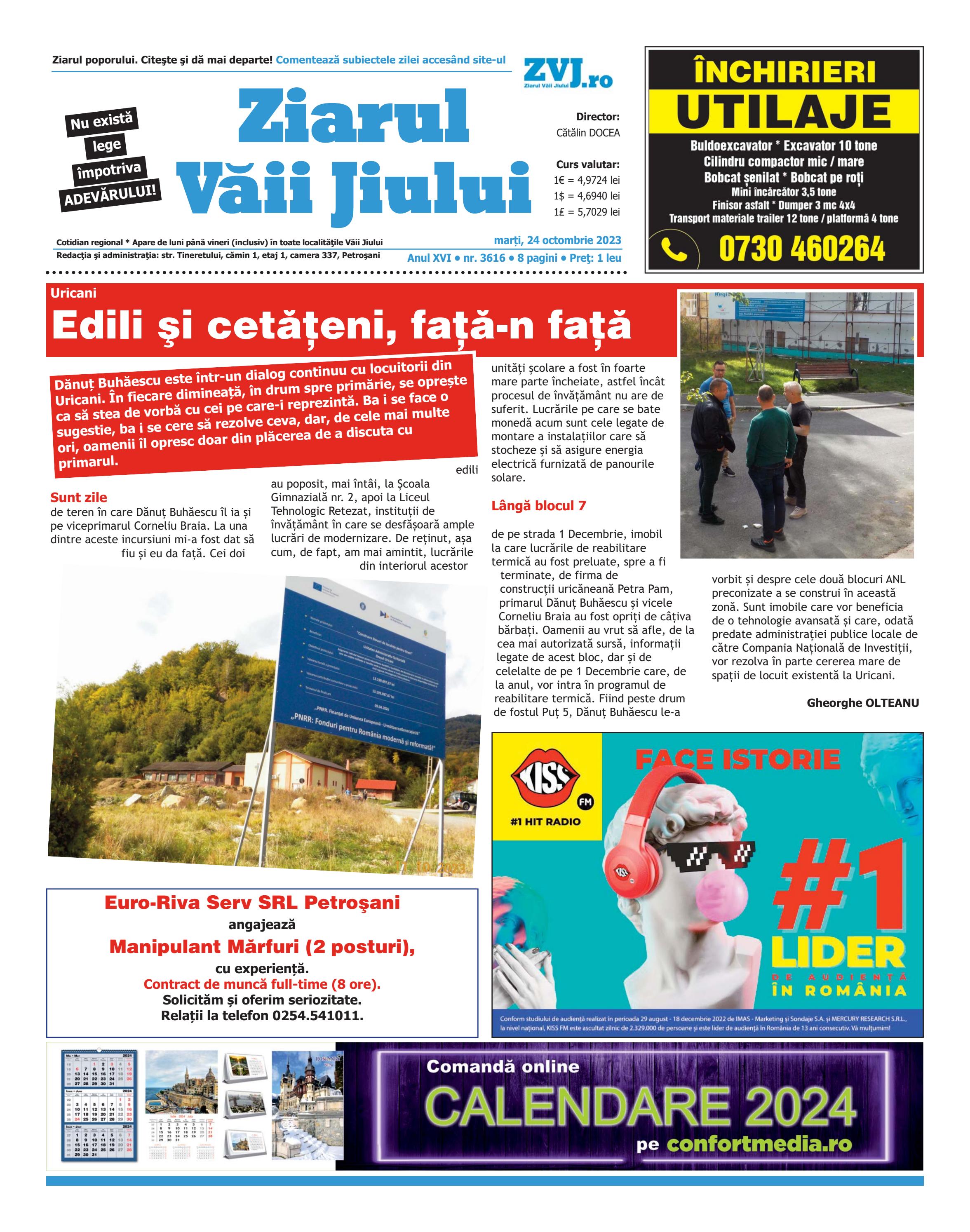 3616 marti 24 oct 2023 by Ziarul Vaii Jiului - Issuu
