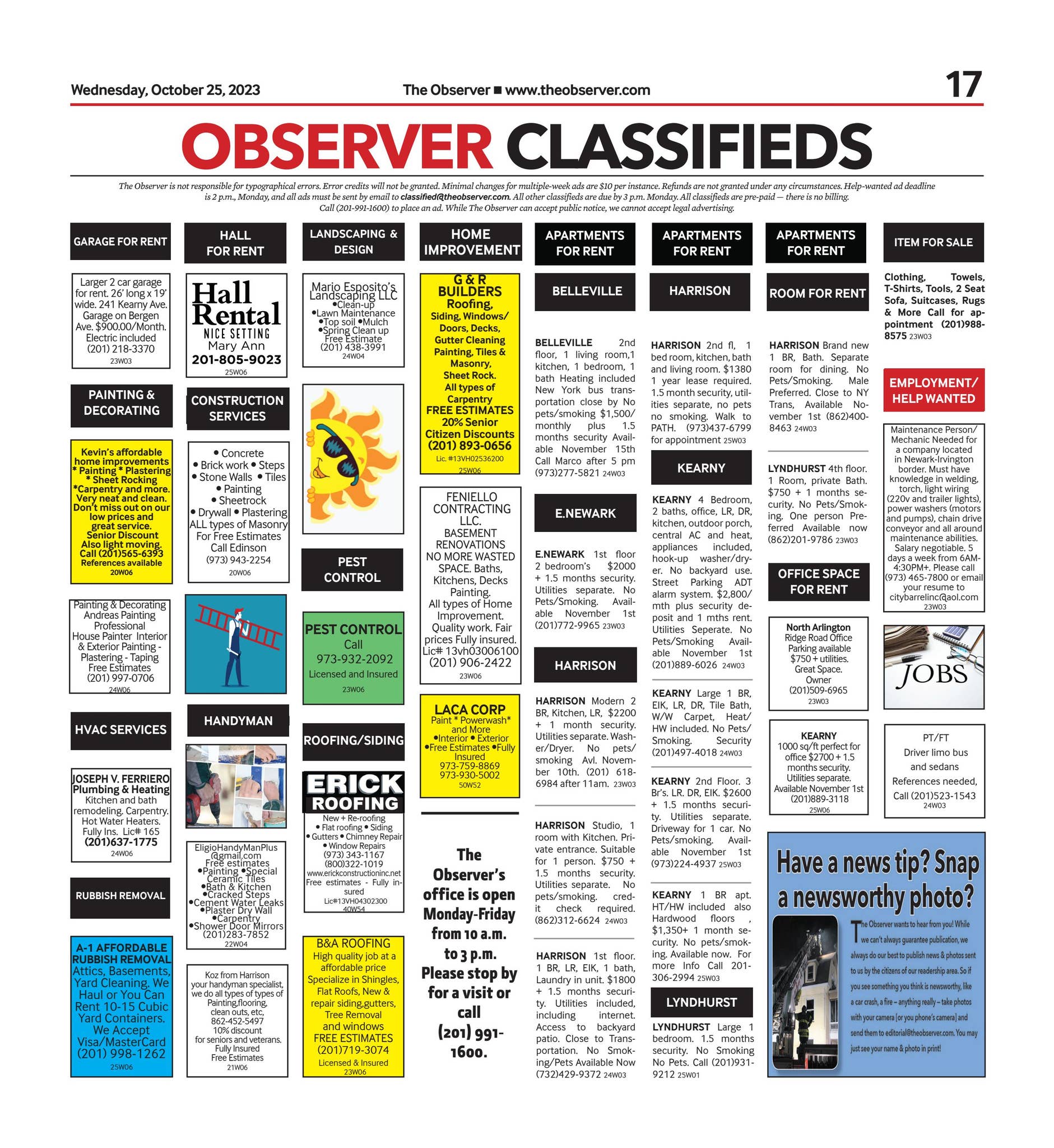Classifieds for Oct. 25, 2023 by The Observer Newspaper - Issuu