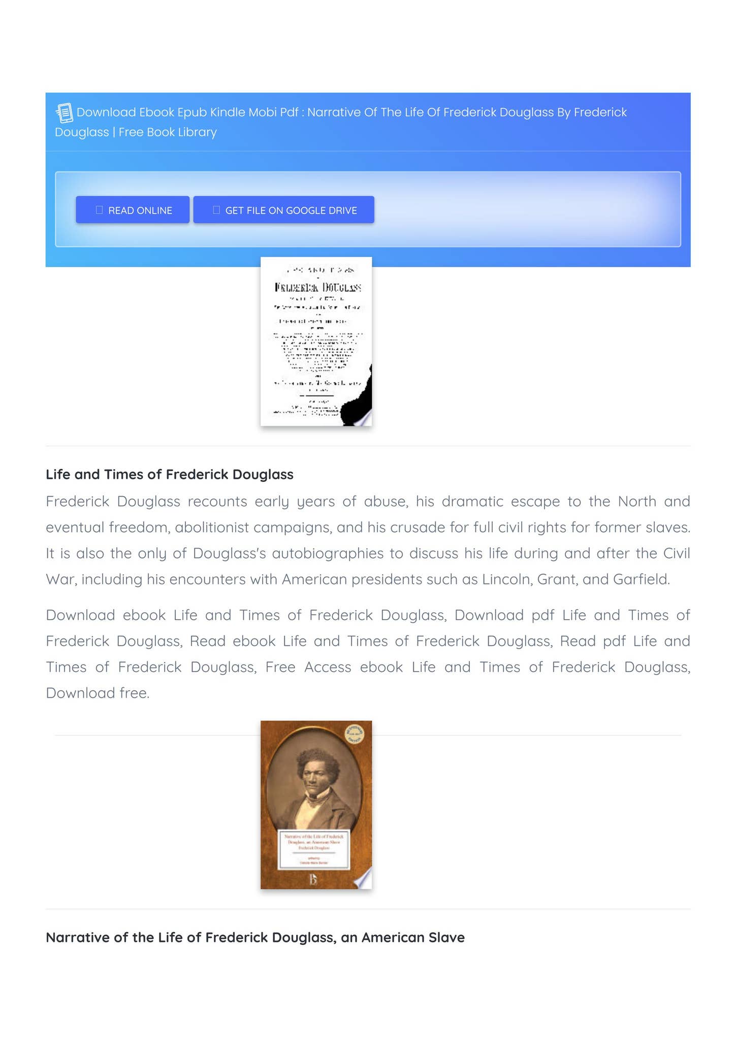 NARRATIVE OF THE LIFE OF FREDERICK DOUGLASS BY FREDERICK DOUGLASS ...