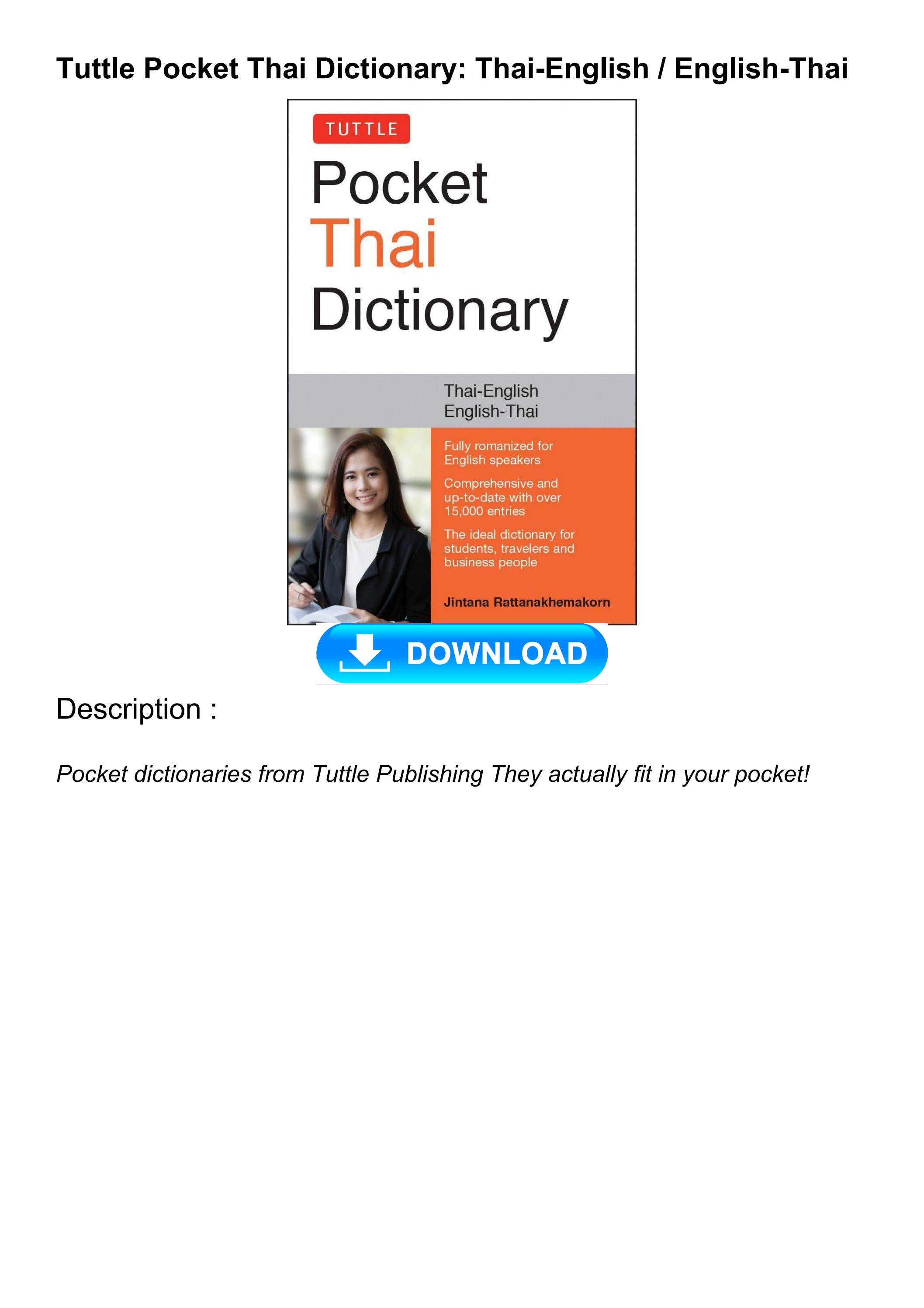 [PDF] DOWNLOAD Tuttle Pocket Thai Dictionary: Thai-English / English ...