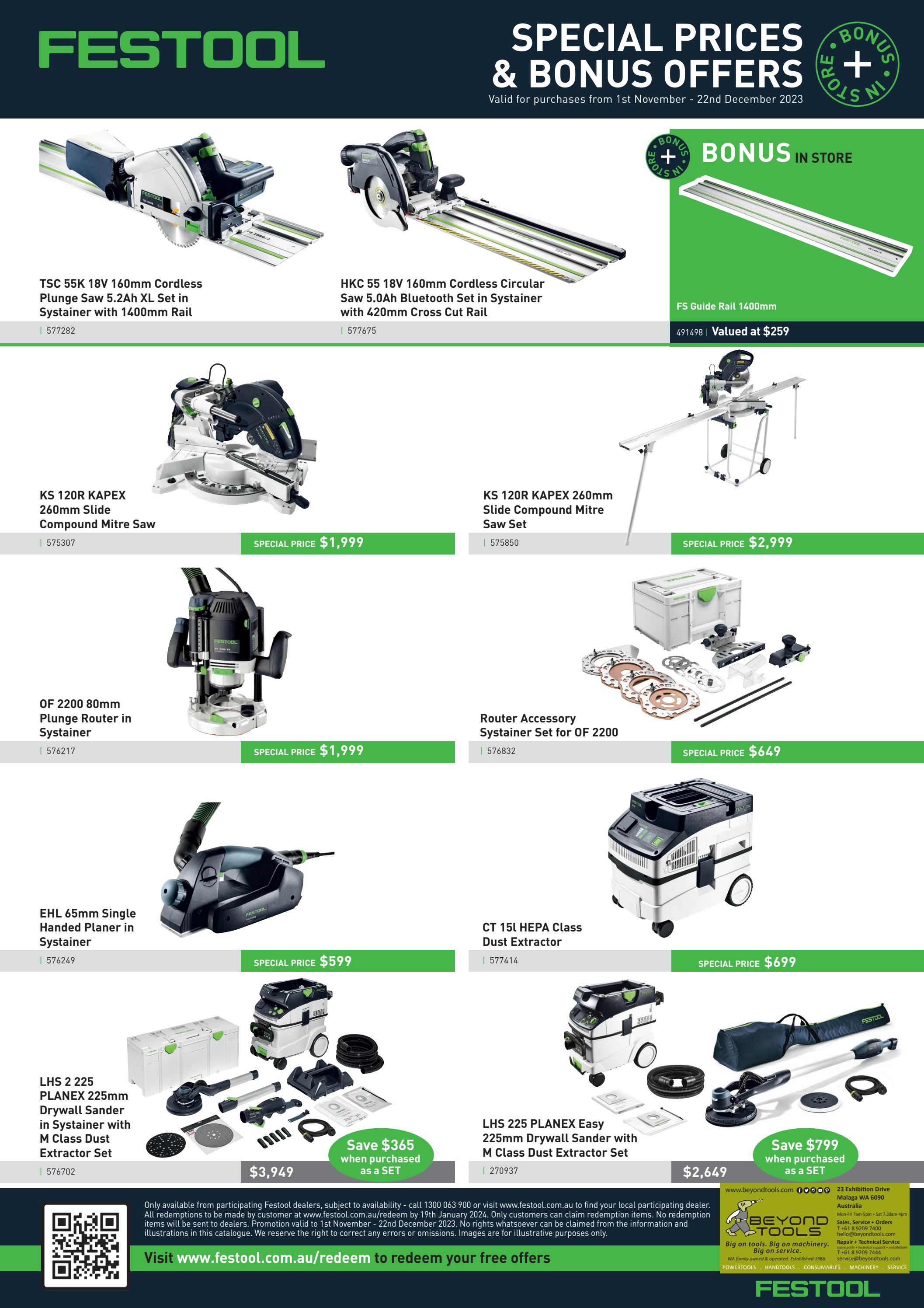 Festool Special Prices & Bonus Offers Valid from 1st November - 22nd December 2023 by Beyond ...
