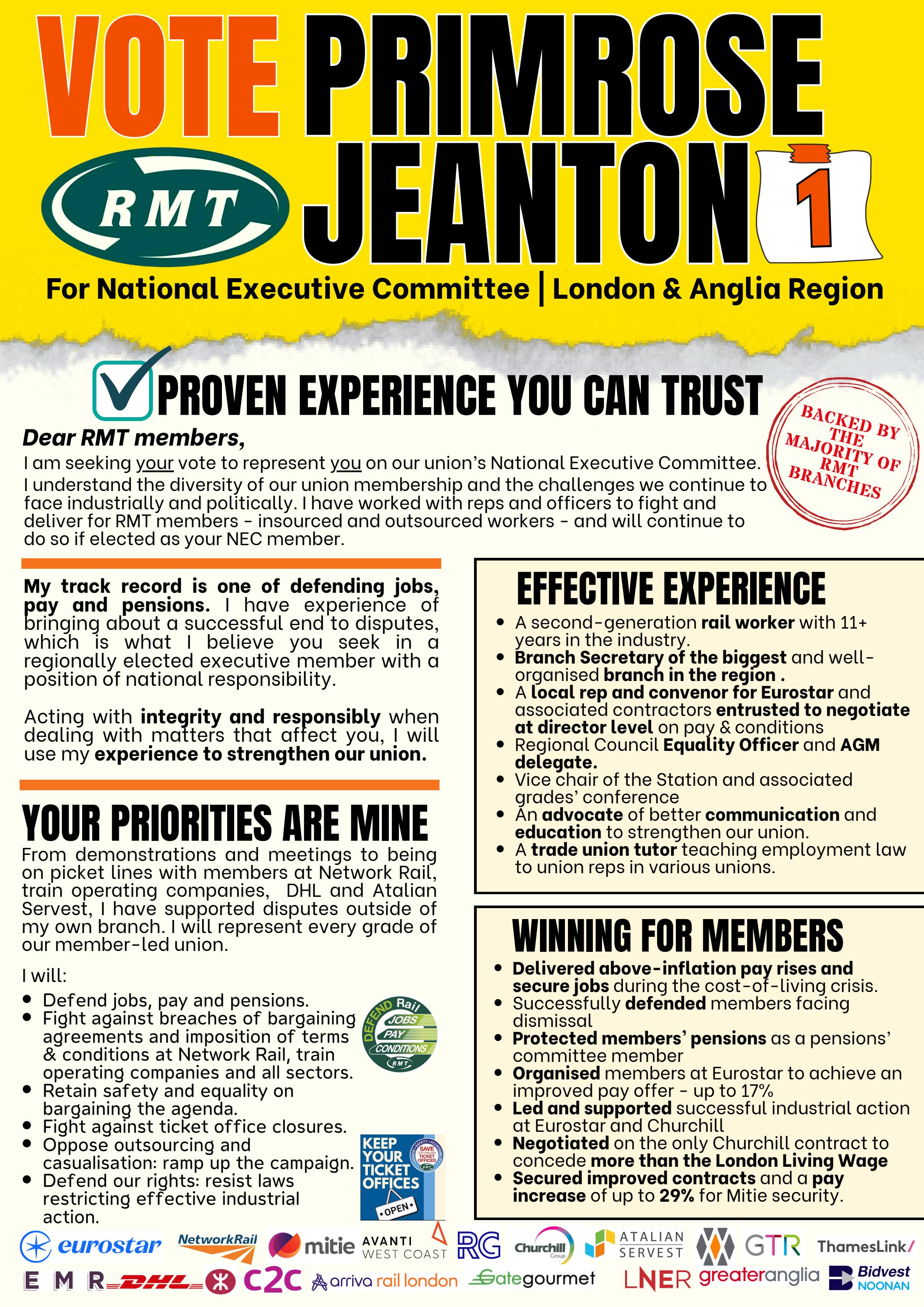 Primrose Jeanton candidate statement by RMT Union - Issuu