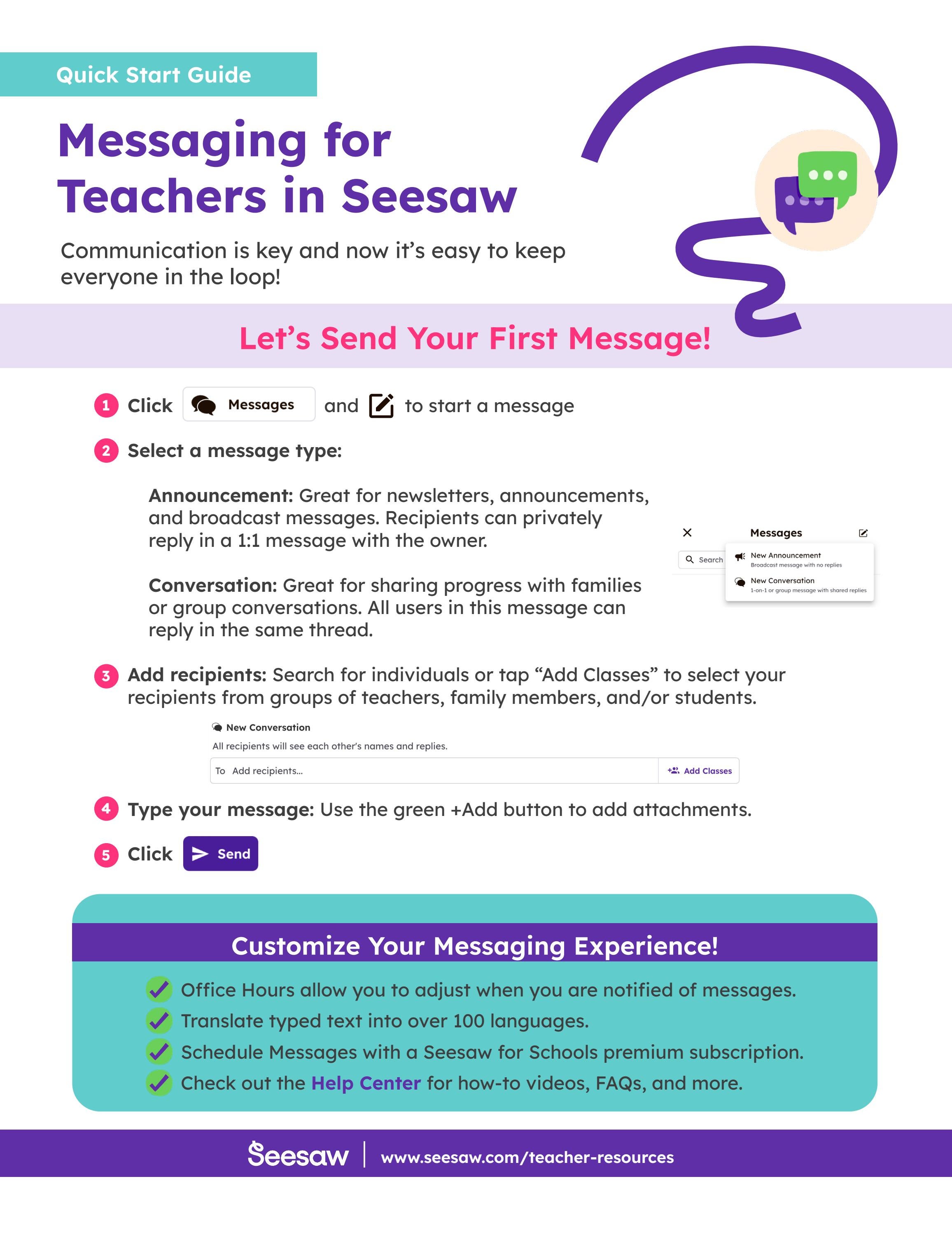 QSG: Messaging for Teachers in Seesaw by seesawlearning - Issuu