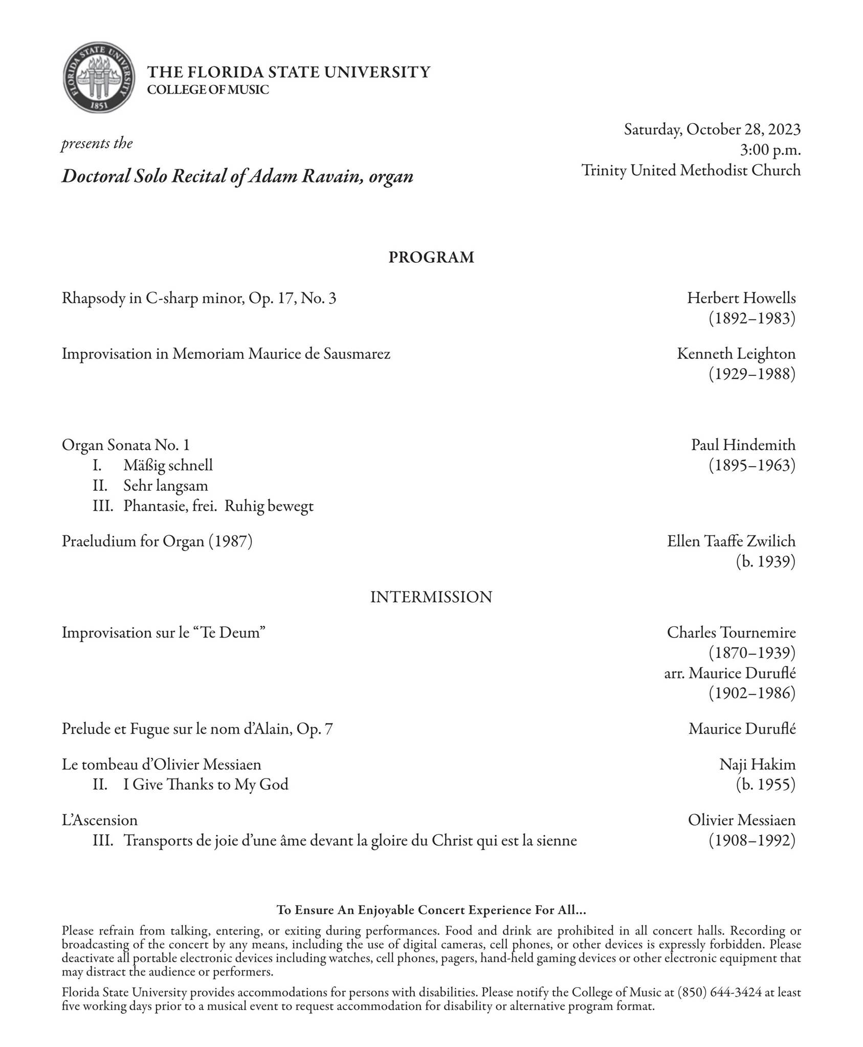 20231028_Ravain by Florida State University College of Music - Issuu