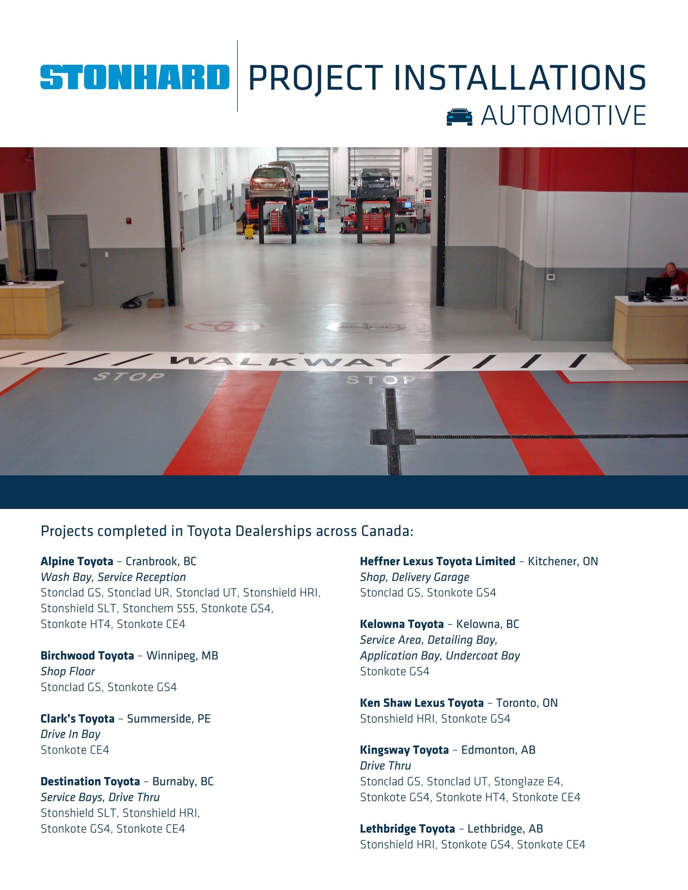Toyota Dealership Project Installations by stonhard_canada - Issuu