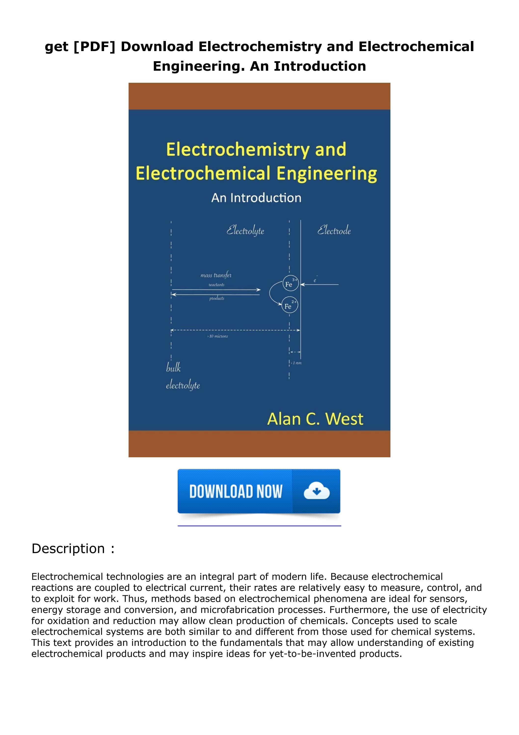 Get [pdf] Download Electrochemistry And Electrochemical Engineering An Int By Rayleelawsonase