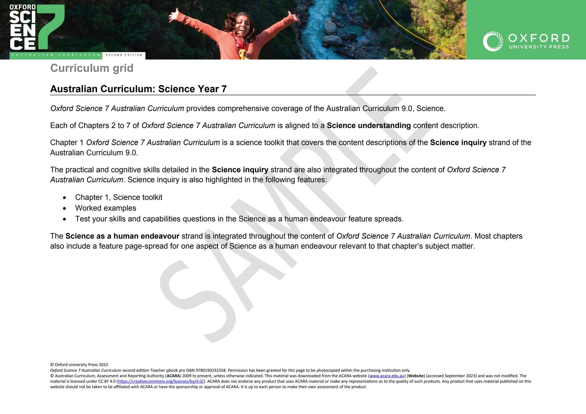 Oxford Science Year 7 Australian Curriculum _ Curriculum Grid [SAMPLE ...