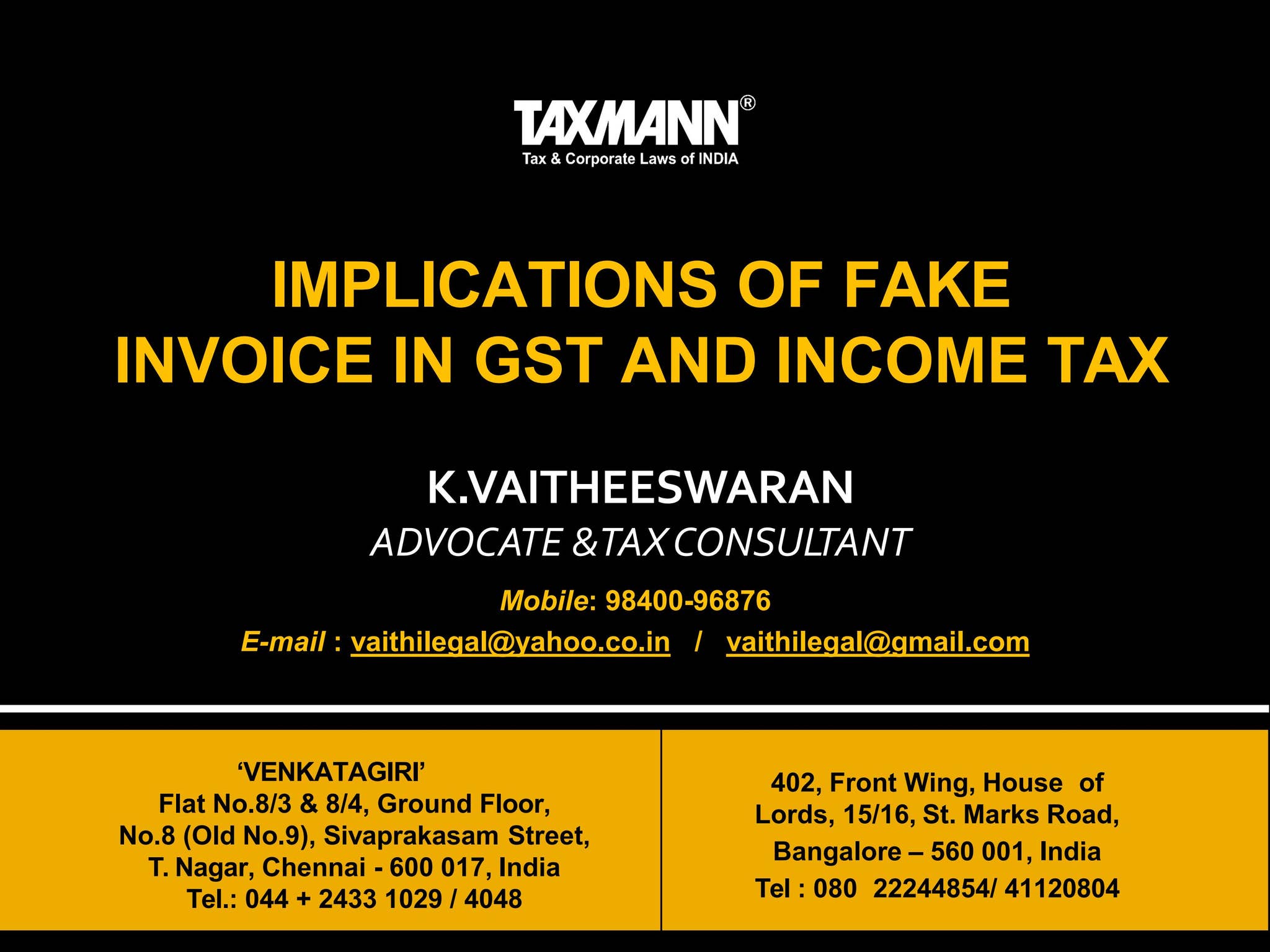 #TaxmannPPT | Implications of Fake Invoicing under GST and Income Tax ...