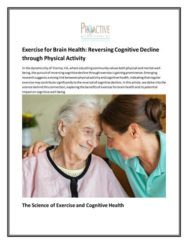 Exercise for Brain Health: Reversing Cognitive Decline through Physical ...