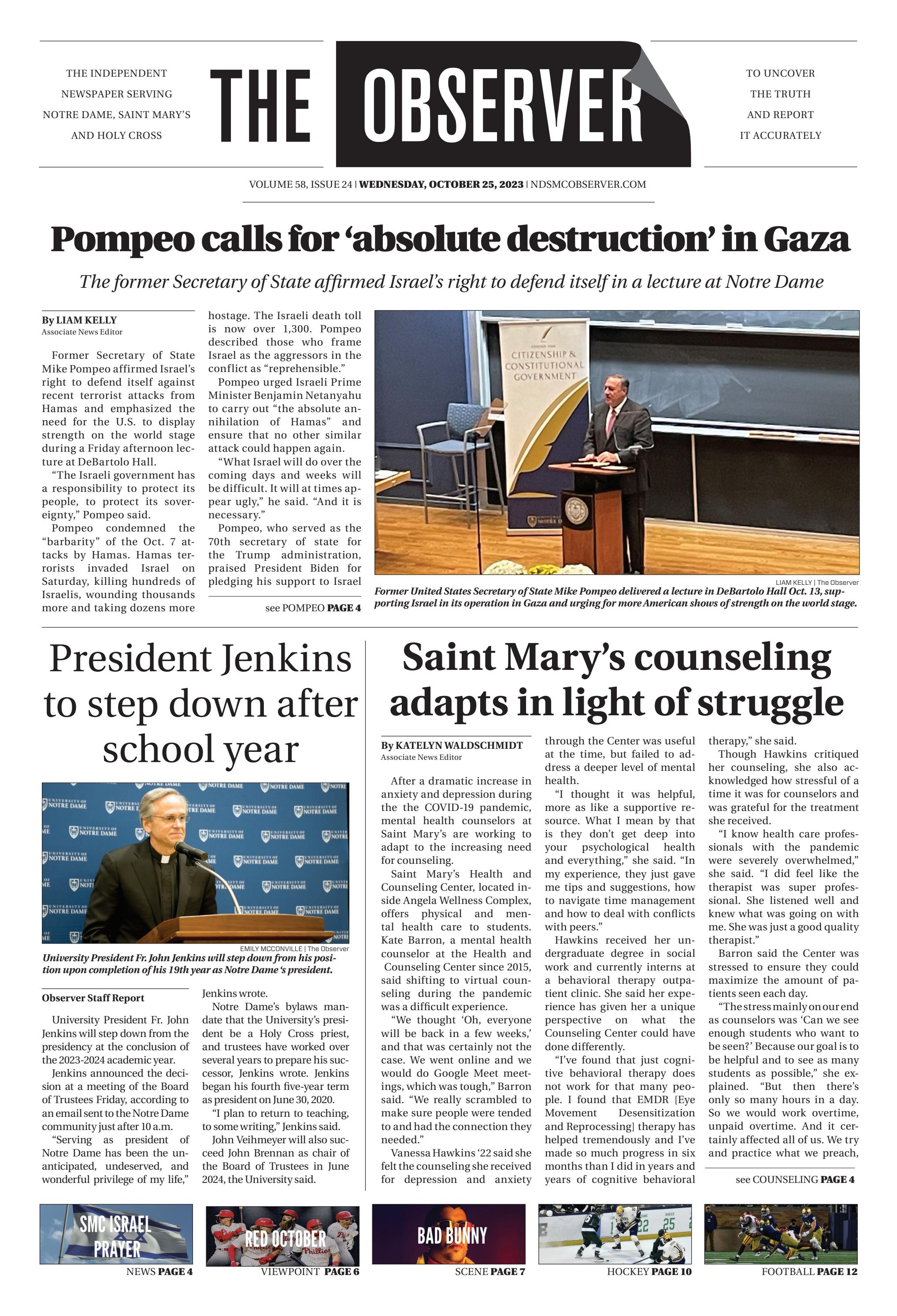 Print Edition for The Observer for Wednesday, October 25, 2023. by The ...