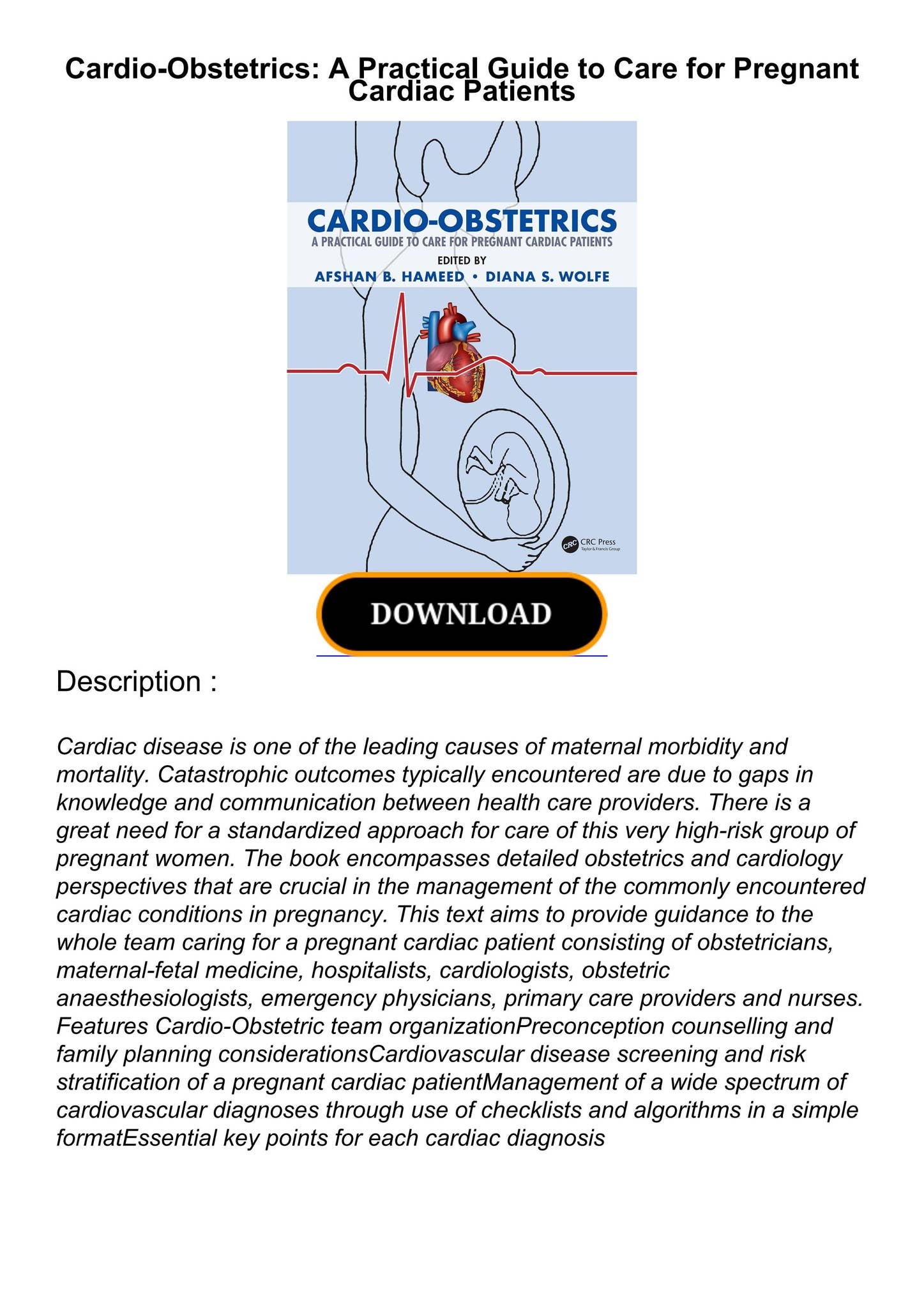 [PDF] DOWNLOAD Cardio-Obstetrics: A Practical Guide to Care for ...