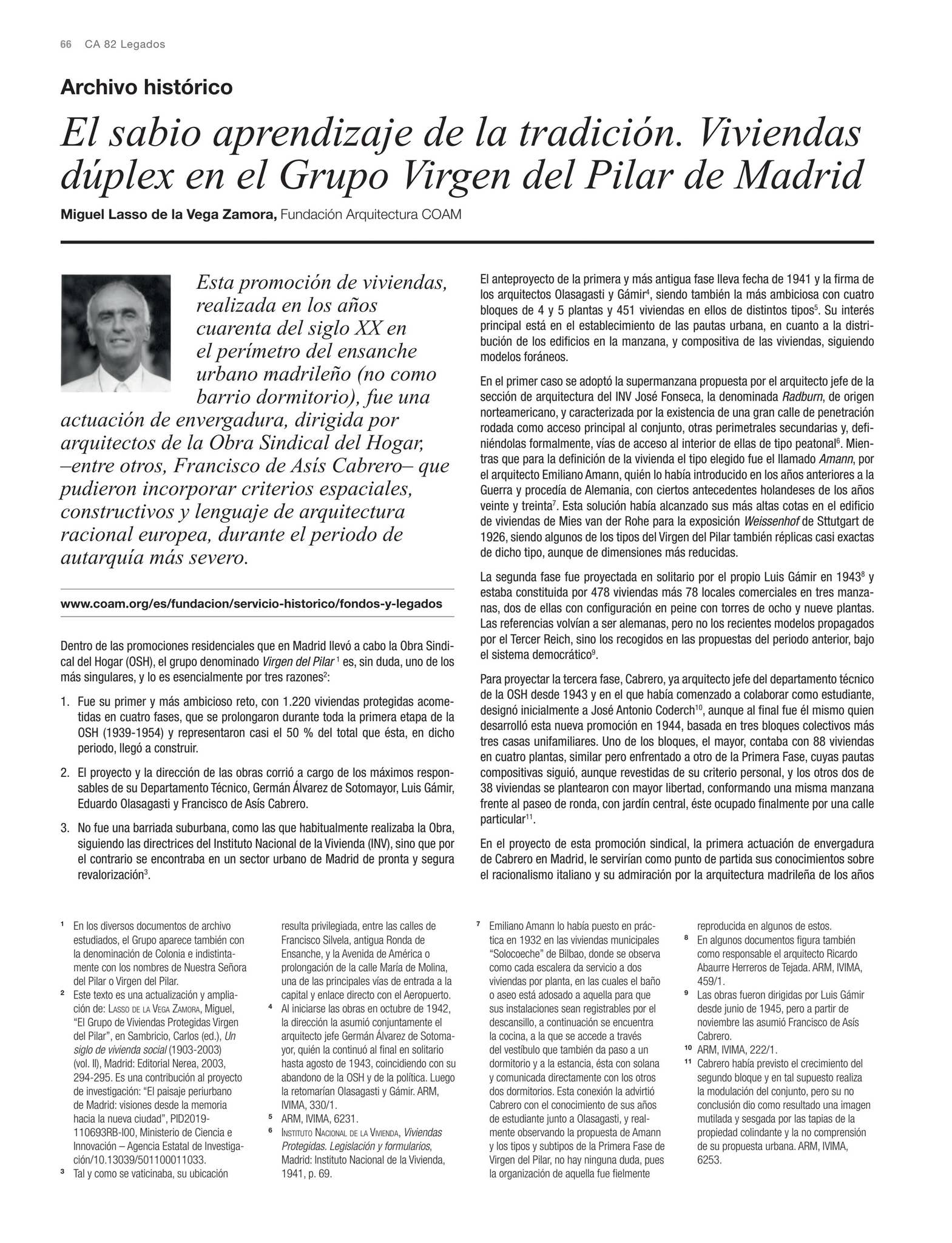 Viviendas dúplex en el Grupo Virgen del Pilar de Madrid de Cabrero, por Miguel Lasso de la Vega ...