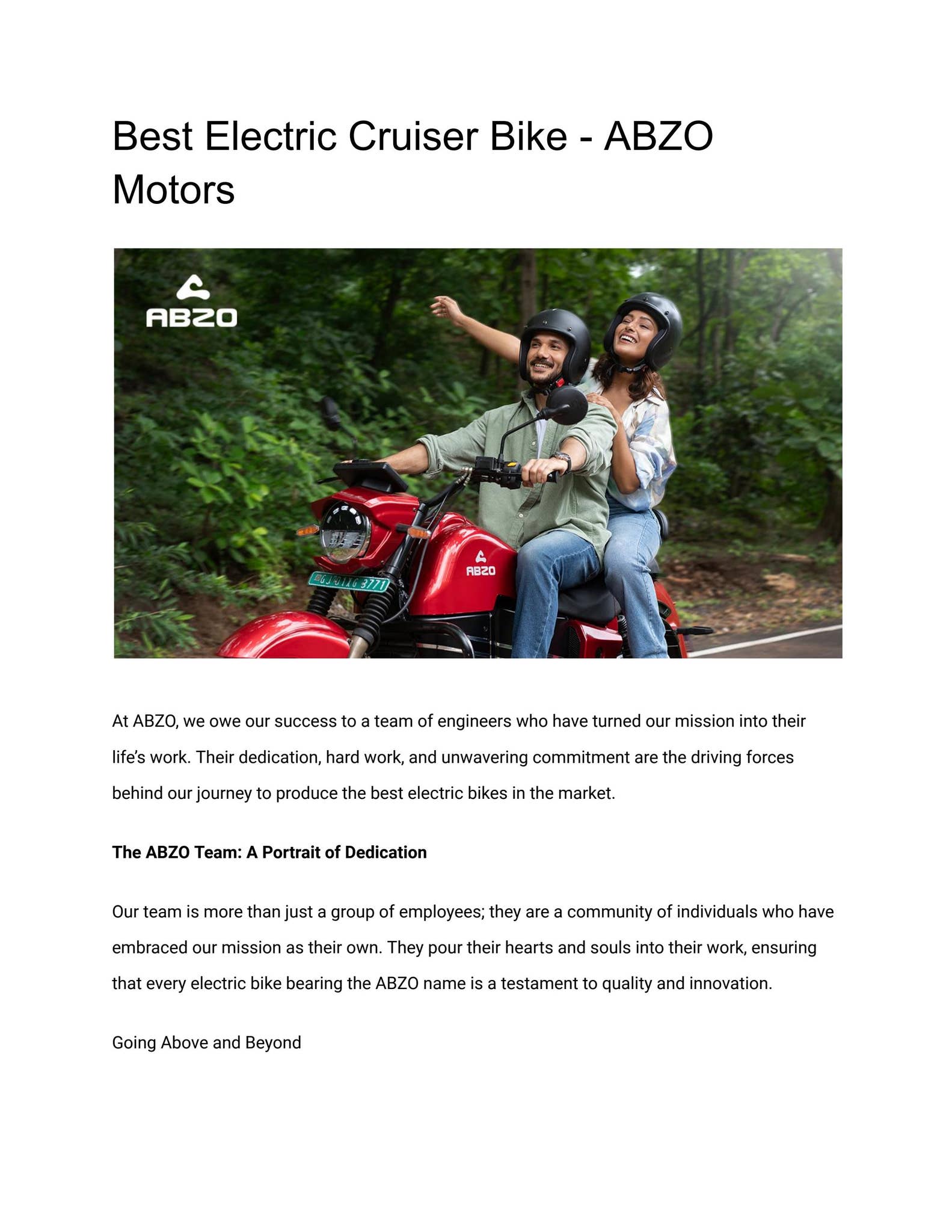 ABZO Motors | Electric Cruiser Bike by Abzo motors - Issuu