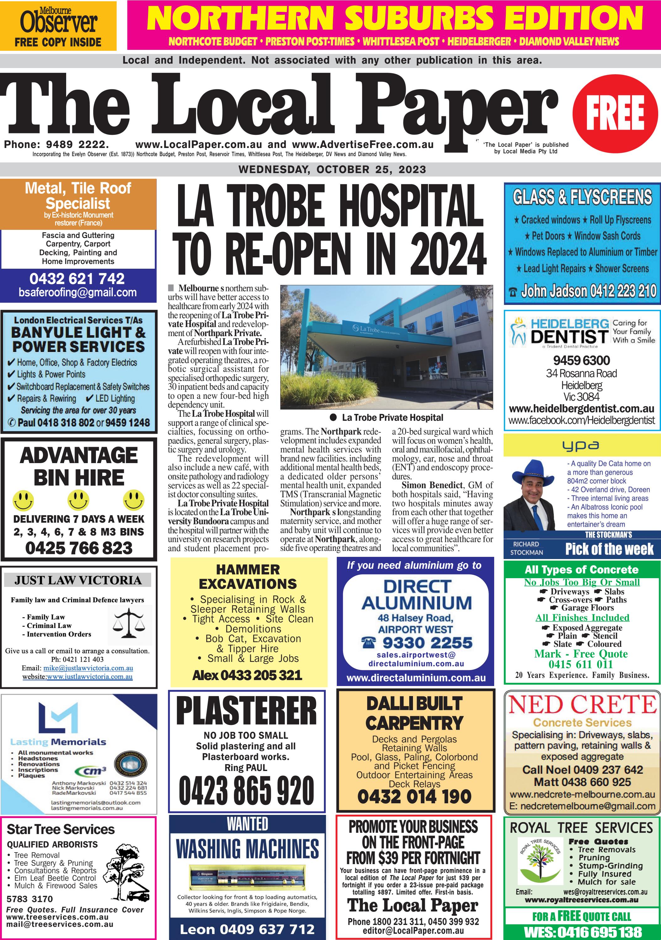 The Local Paper. Northern Suburbs Edition. Wed., Oct. 25, 2023 by Ash ...