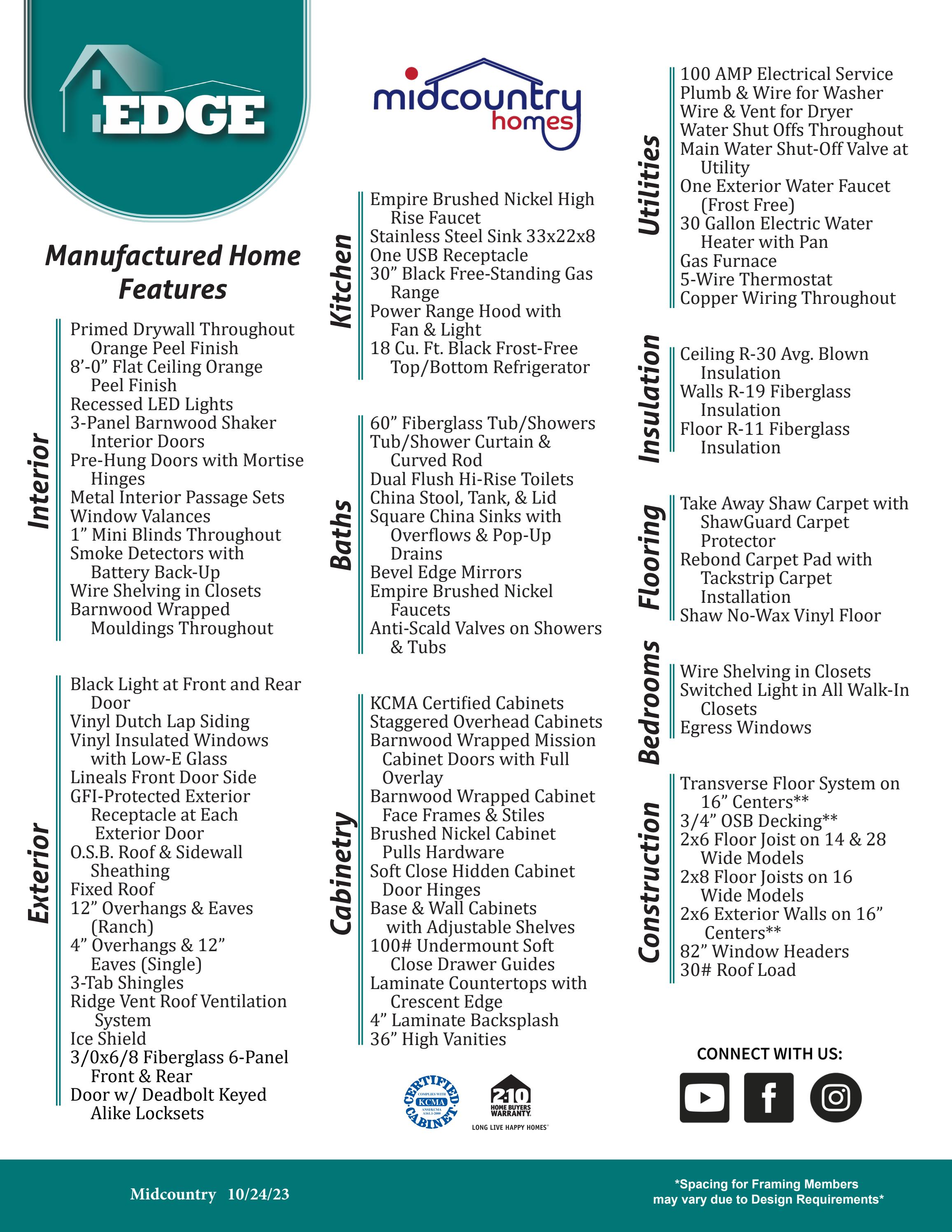 Edge Manufactured Standard Features 2024 by Commodore Homes, LLC - Issuu