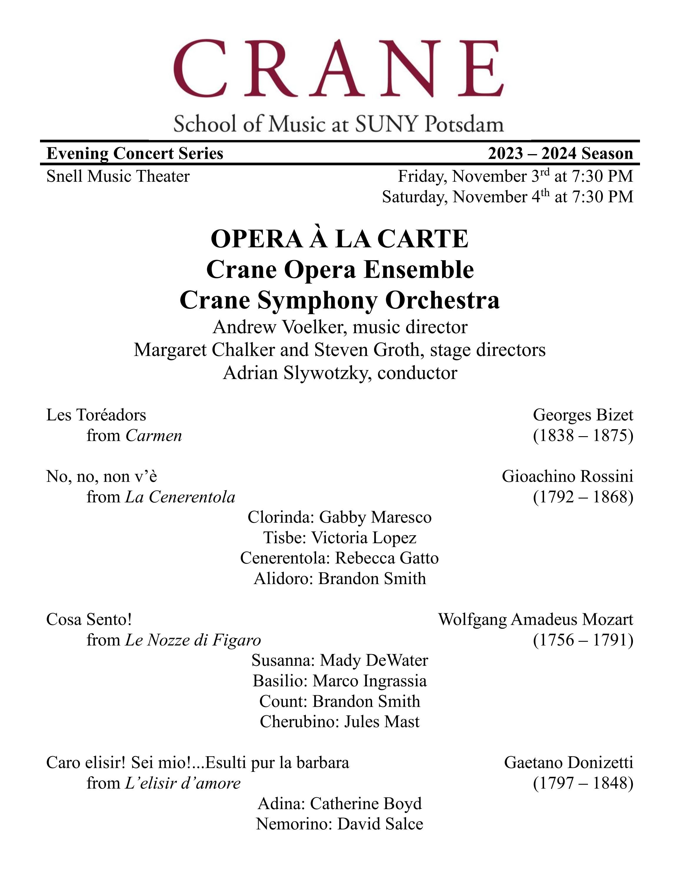 11.3.23 and 11.4.23 Crane Opera Ensemble and Symphony Orchestra by The Crane School of Music - Issuu