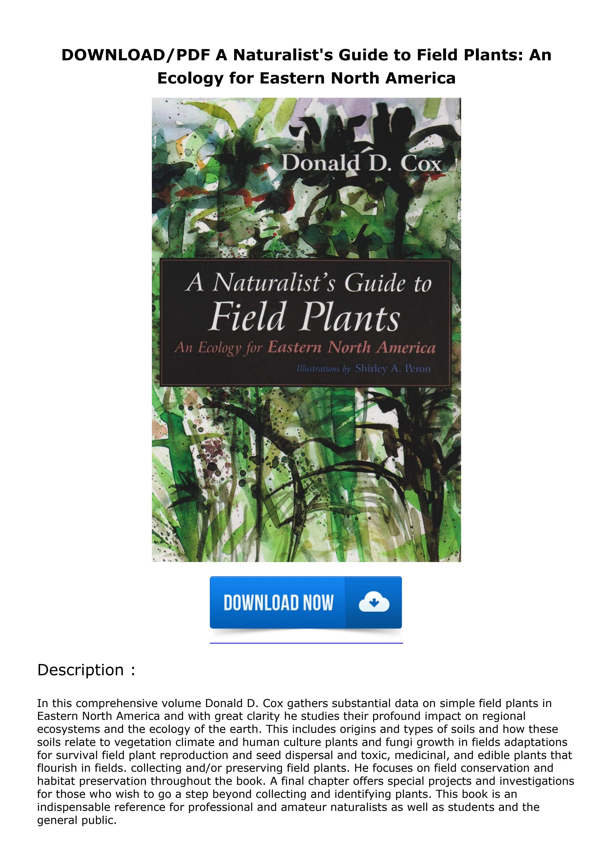 DOWNLOAD/PDF A Naturalist's Guide to Field Plants: An Ecology for ...