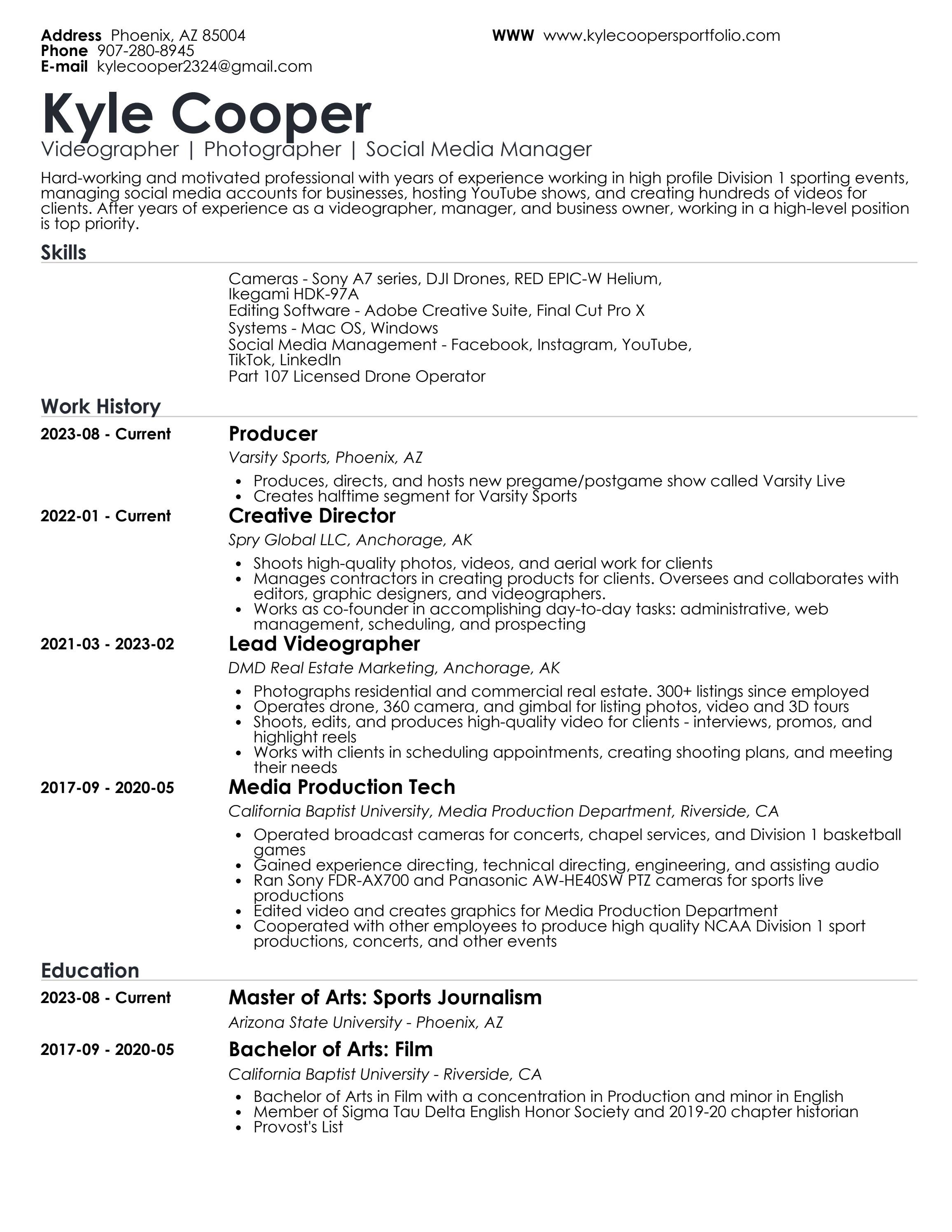 Kyle Cooper's Resume by Kyle Cooper - Issuu