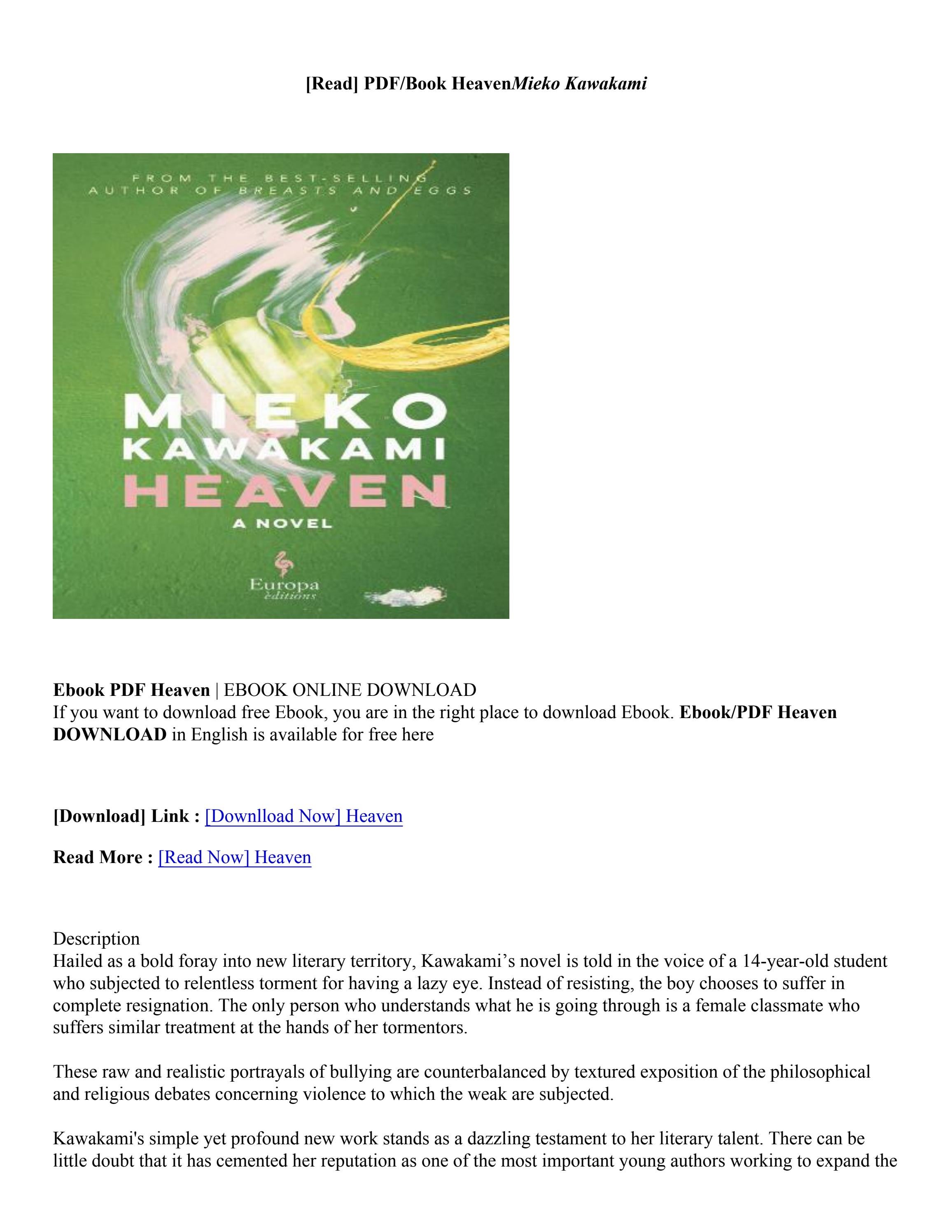 [PDF] Download Heaven By Mieko Kawakami by philiscelestinalibs - Issuu