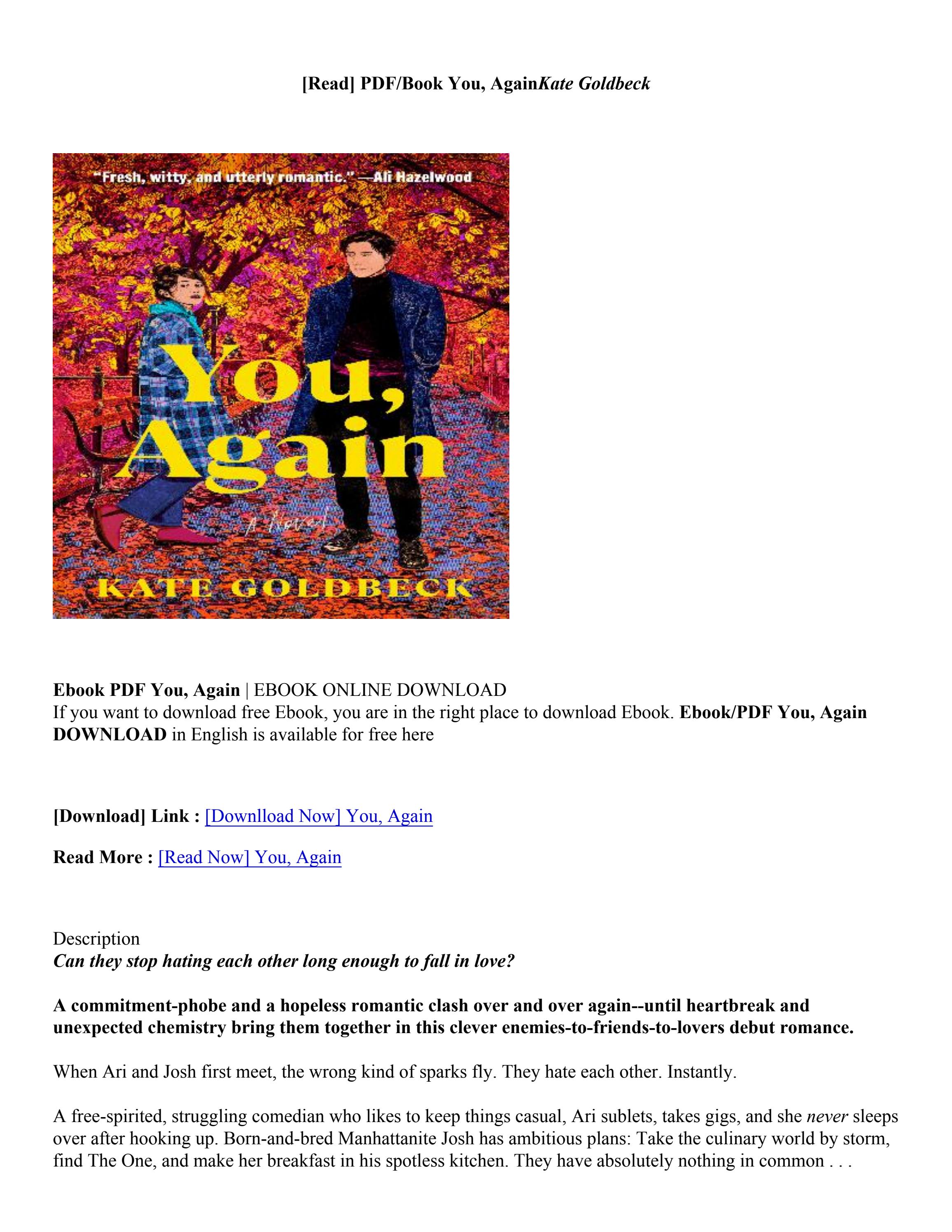 [PDF] Download You, Again By Kate Goldbeck by tersinacalvinnamagz - Issuu