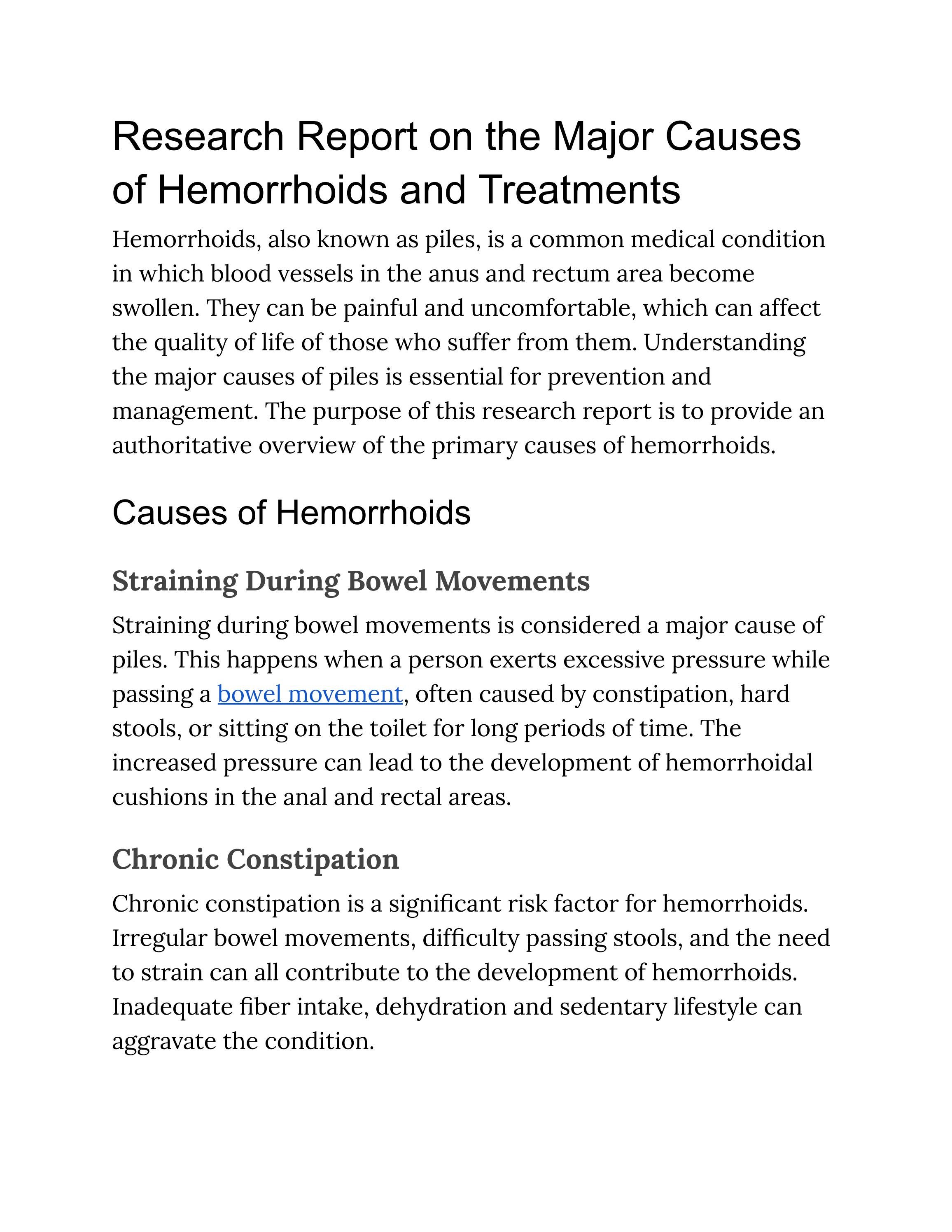 Research Report on the Major Causes of Hemorrhoids and Treatments by ...