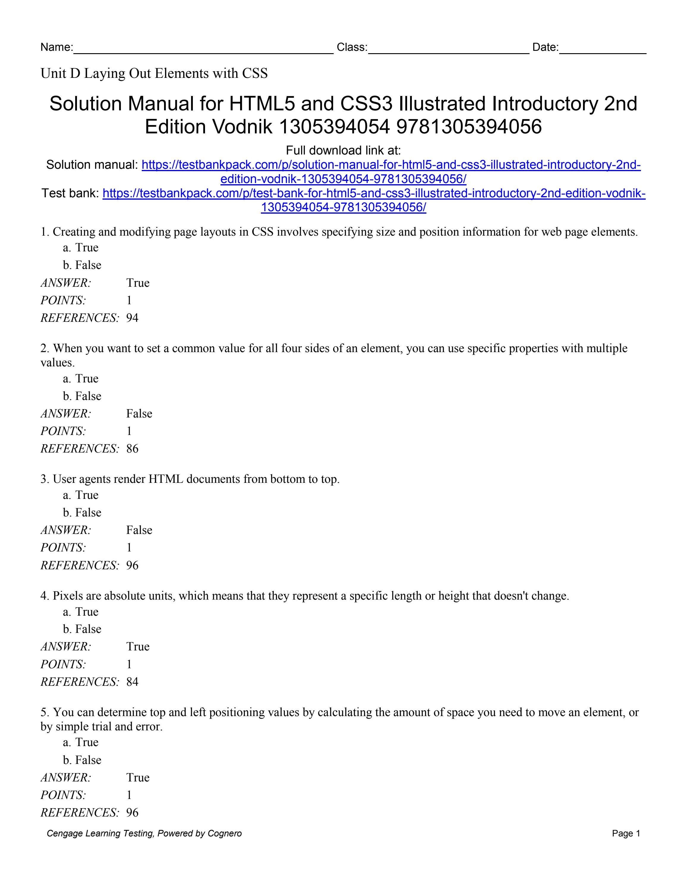 Html5 and css3 illustrated introductory 2nd edition vodnik test bank 1 ...