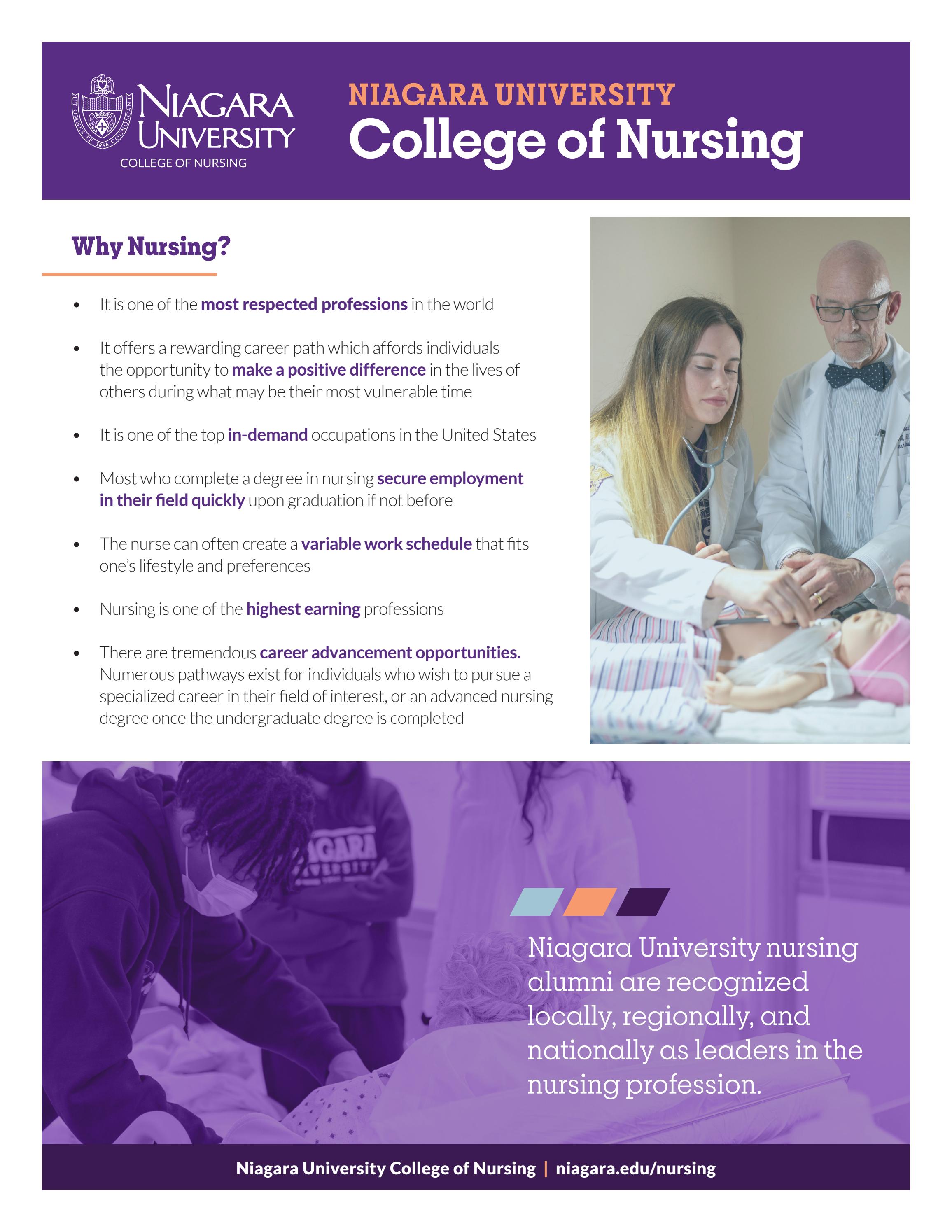 College of Nursing Info Sheet by Niagara University - Issuu