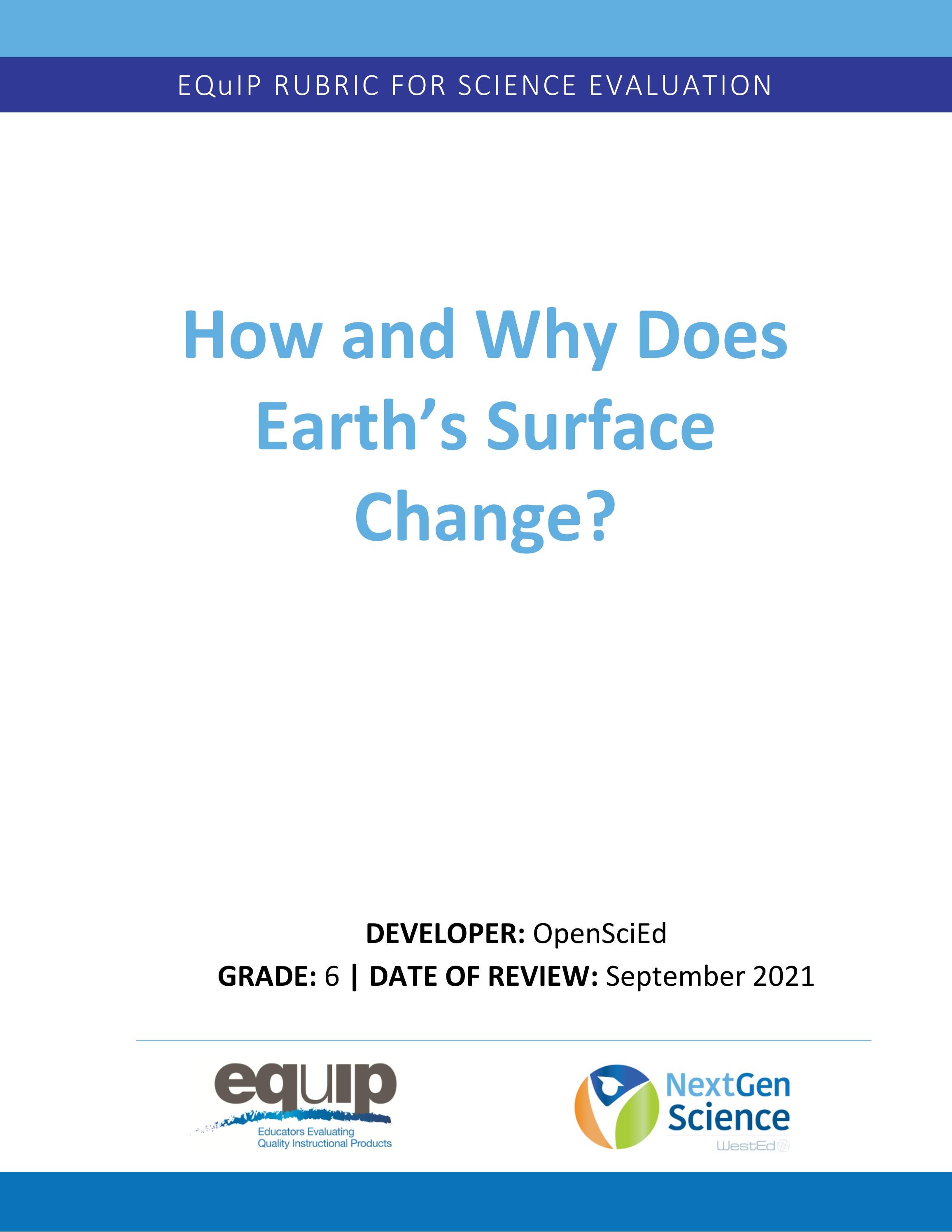 6.4 How and Why Does Earth's Surface Change EQuIP Report by openscied ...