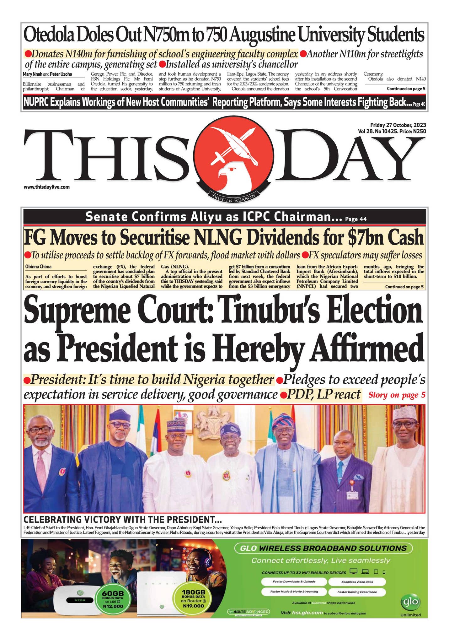 FRIDAY 27TH OCTOBER 2023 by THISDAY Newspapers Ltd - Issuu