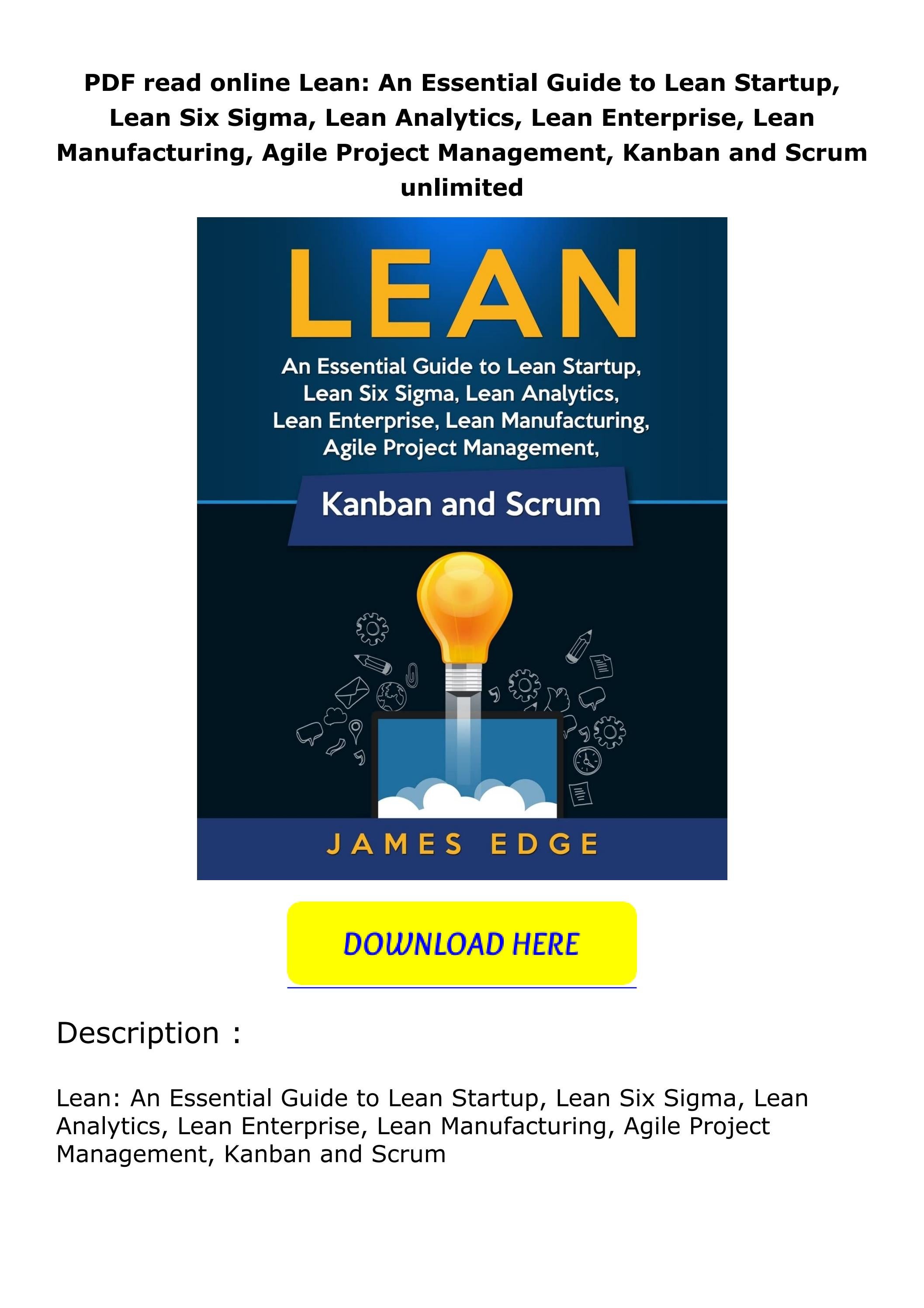 PDF read online Lean: An Essential Guide to Lean Startup, Lean Six ...