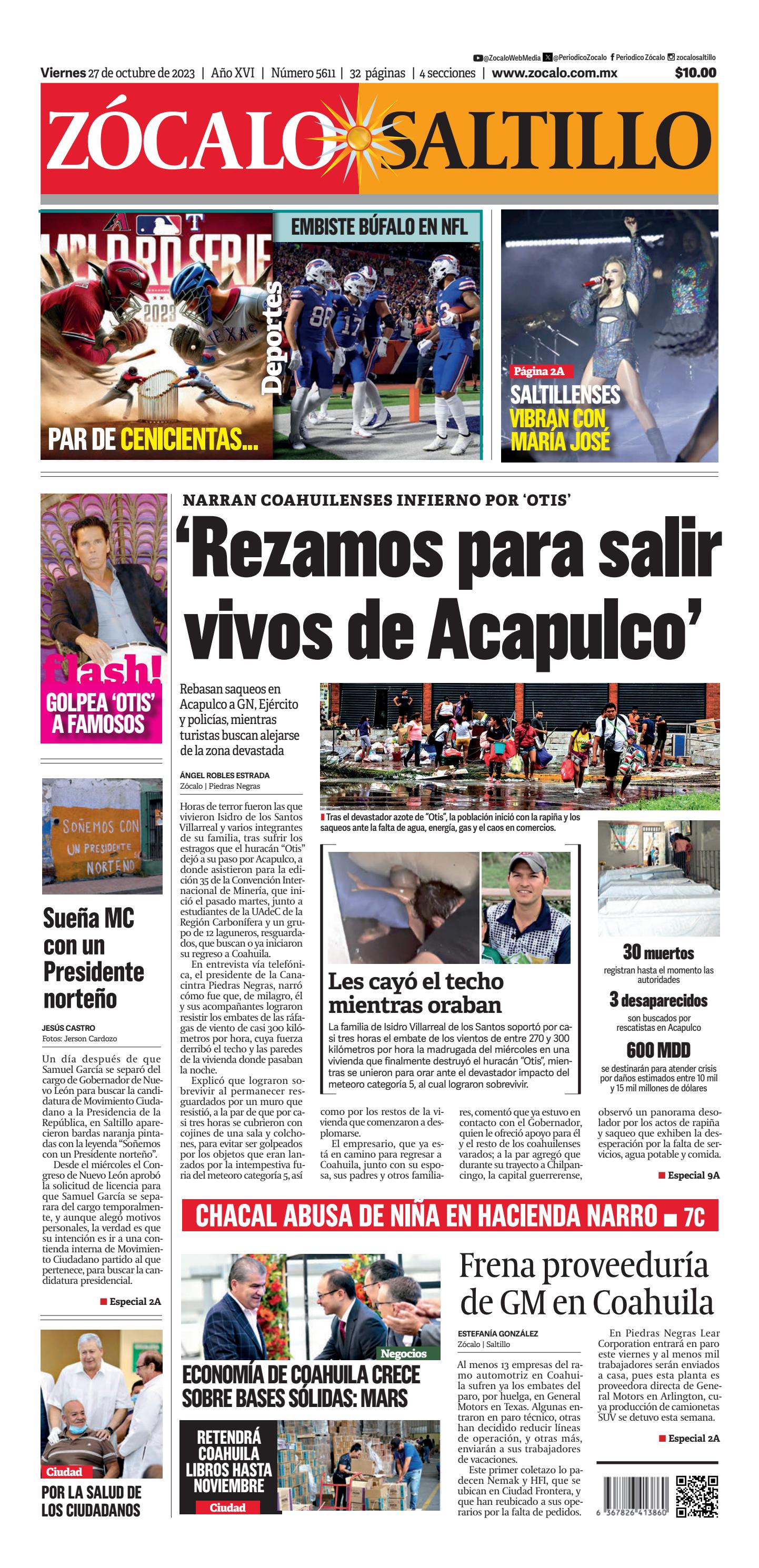 Saltillo 27 de octubre de 2023 by Grupo Zócalo - Issuu