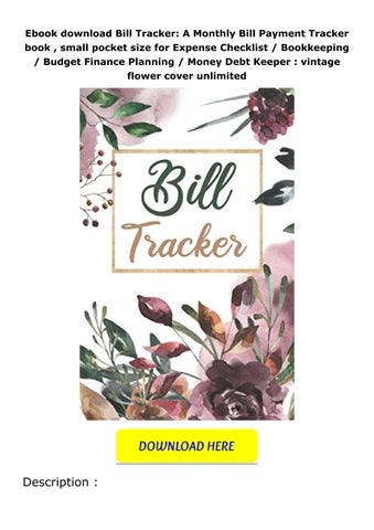 Ebook download Bill Tracker: A Monthly Bill Payment Tracker book ...