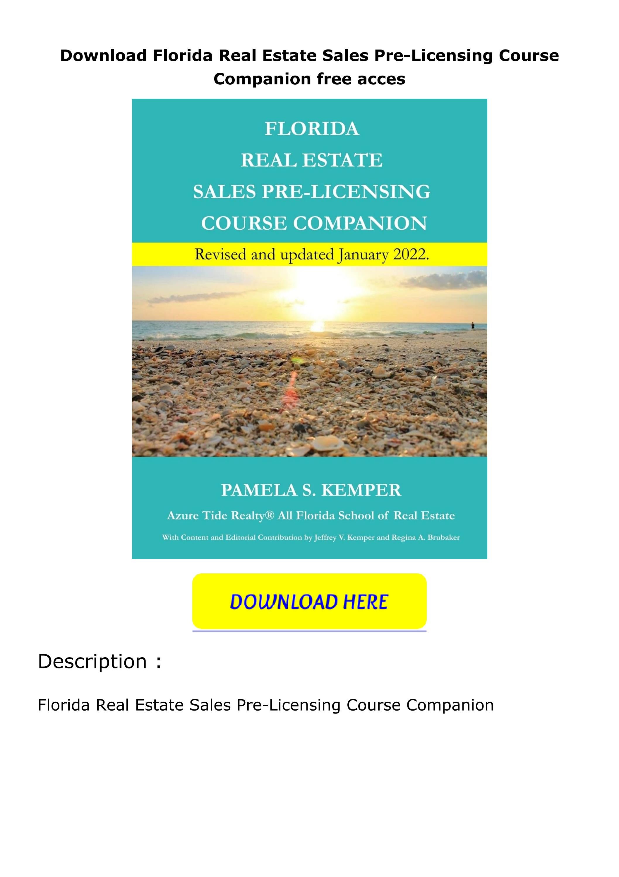 Download Florida Real Estate Sales Pre-Licensing Course Companion free ...