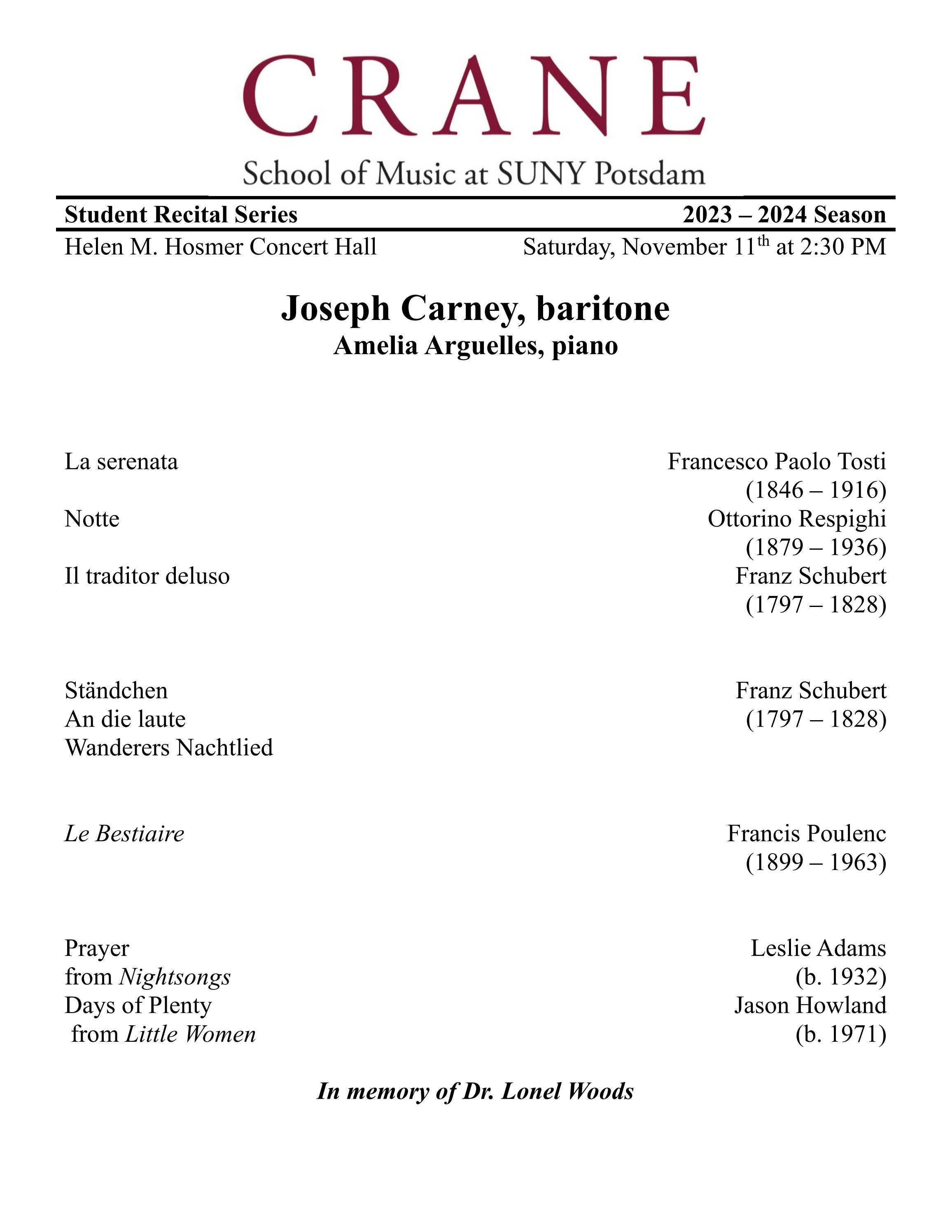 11.11.23 Joey Carney, Voice by The Crane School of Music - Issuu