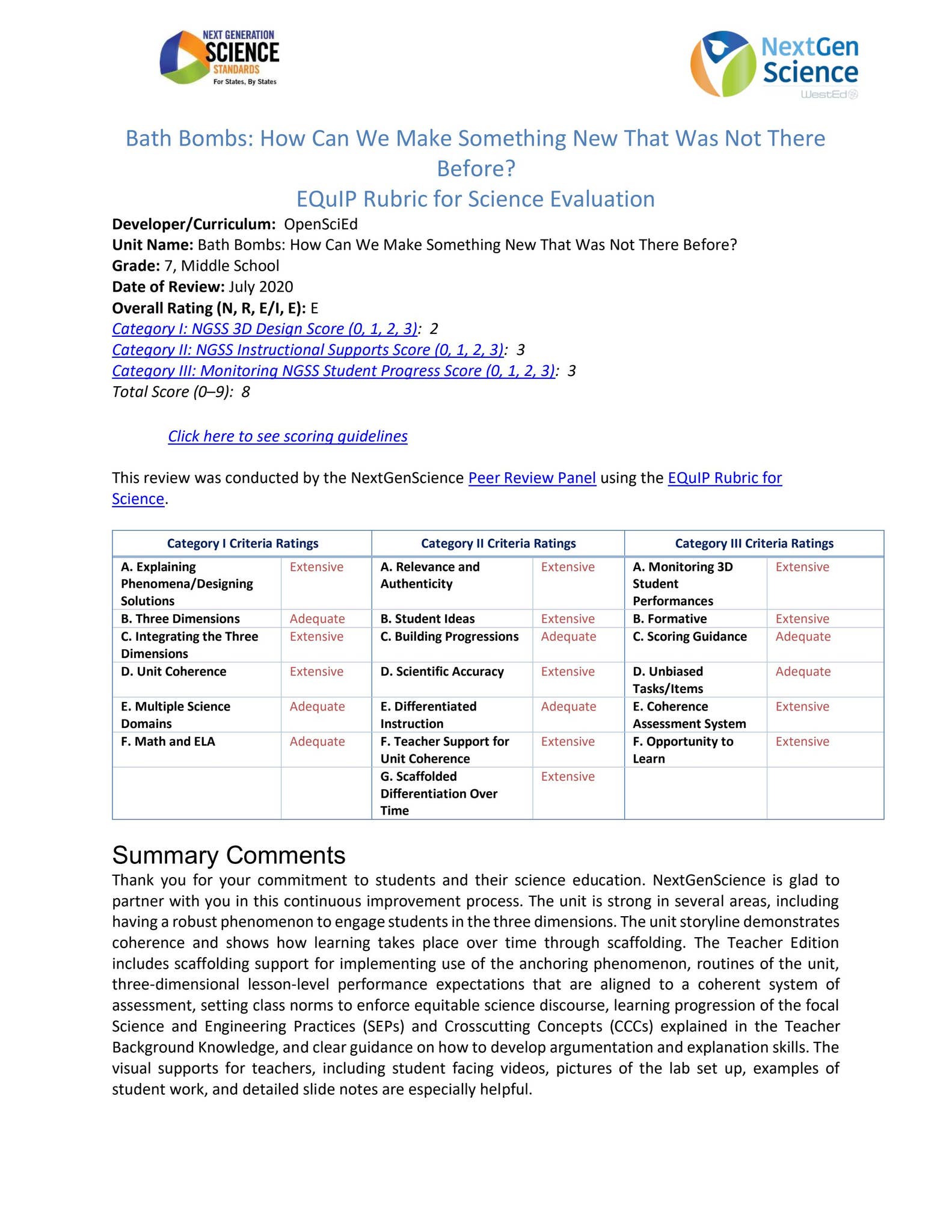 Unit 7.1 EQuIP Report by openscied - Issuu