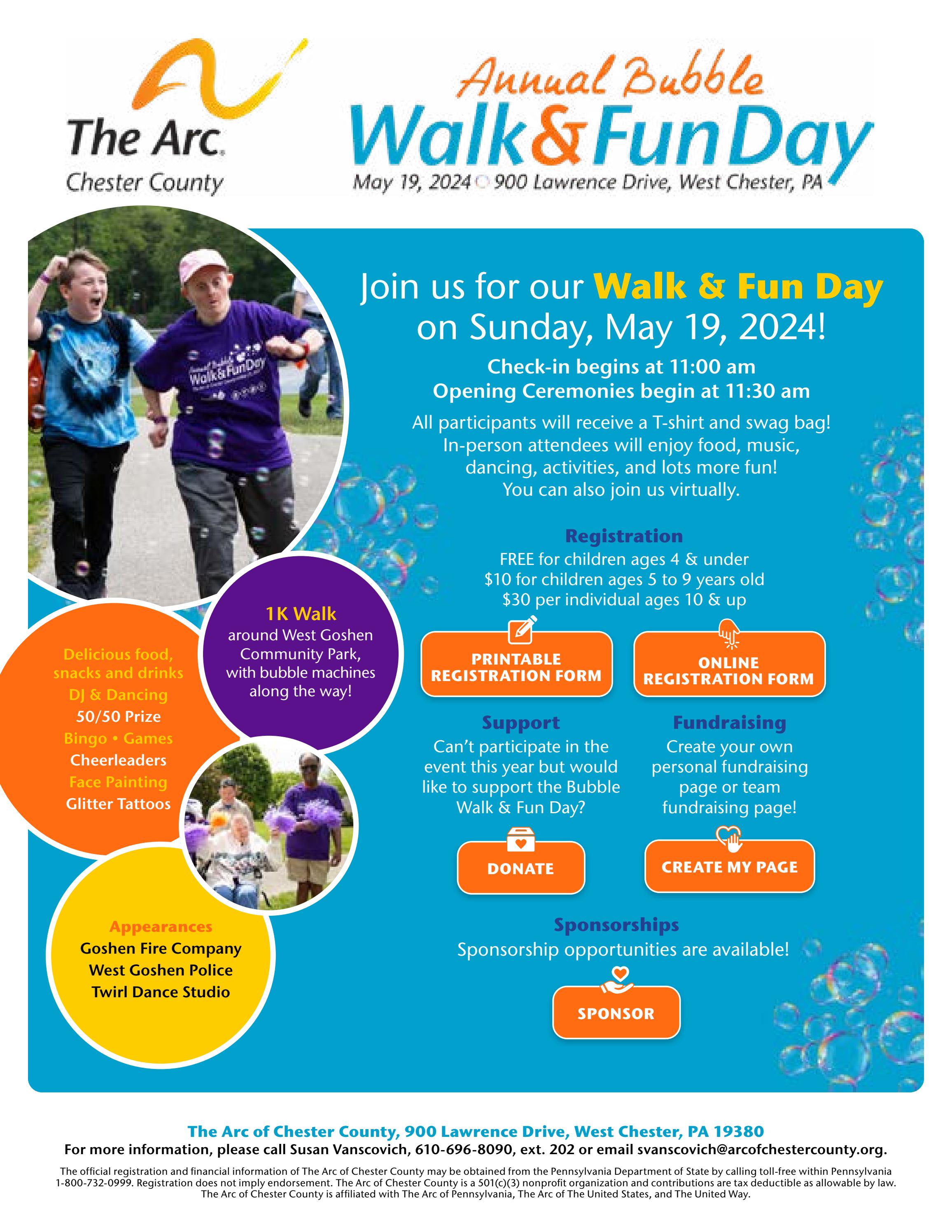 2024 Arc CC Bubble Walk & Fun Day Promo Flyer by TheArcofChesterCounty ...