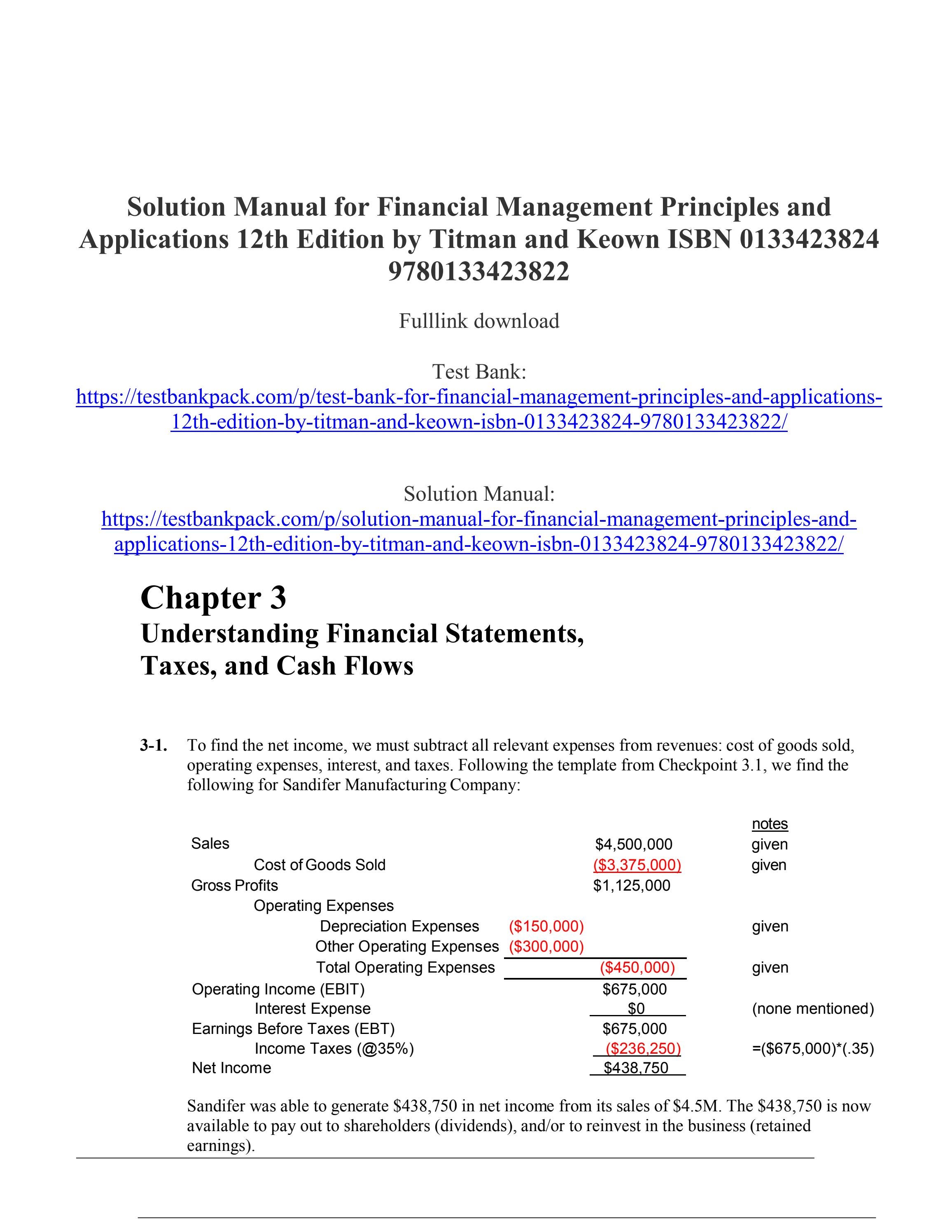 Solution manual for financial management principles and applications ...