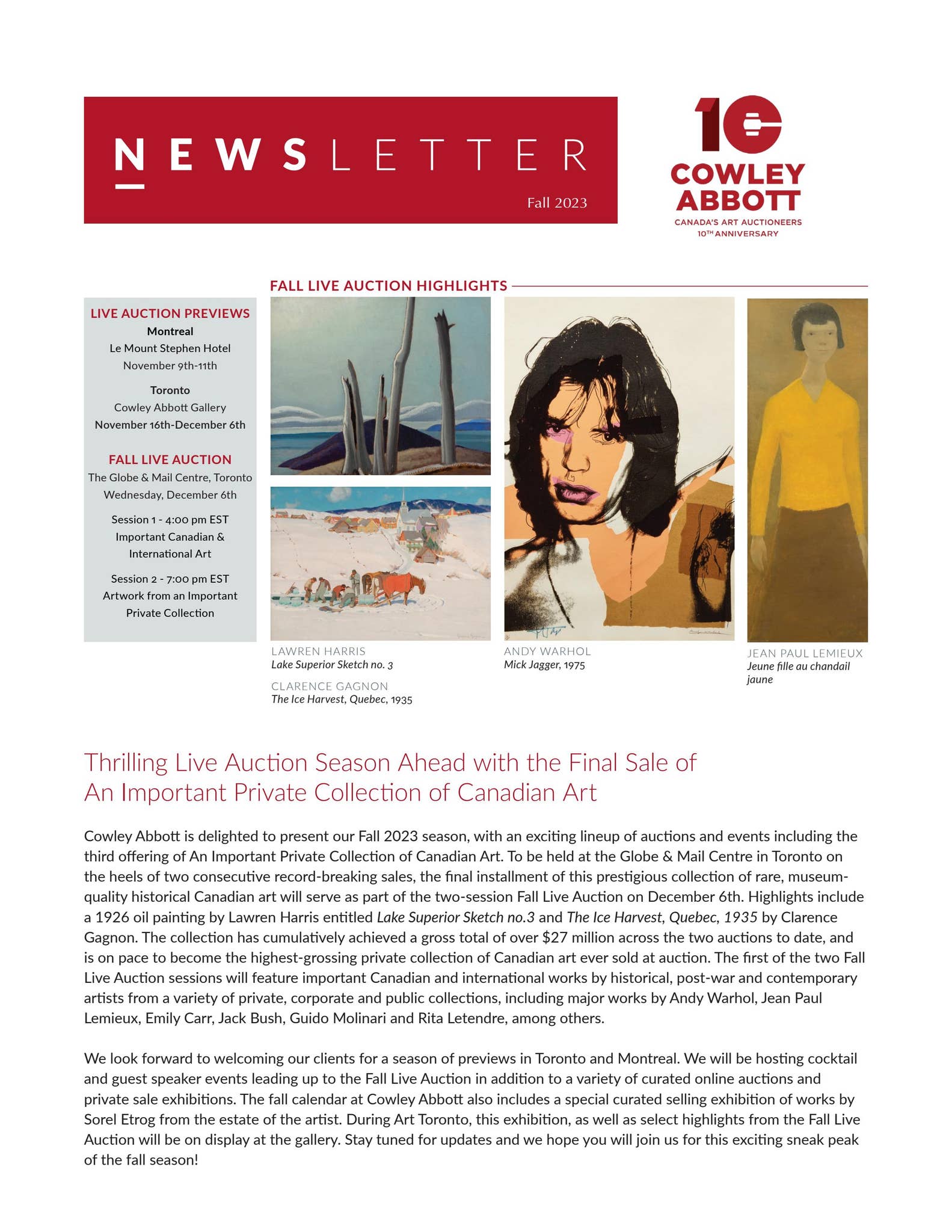 Fall 2023 Cowley Abbott Newsletter by Cowley Abbott Fine Art - Issuu