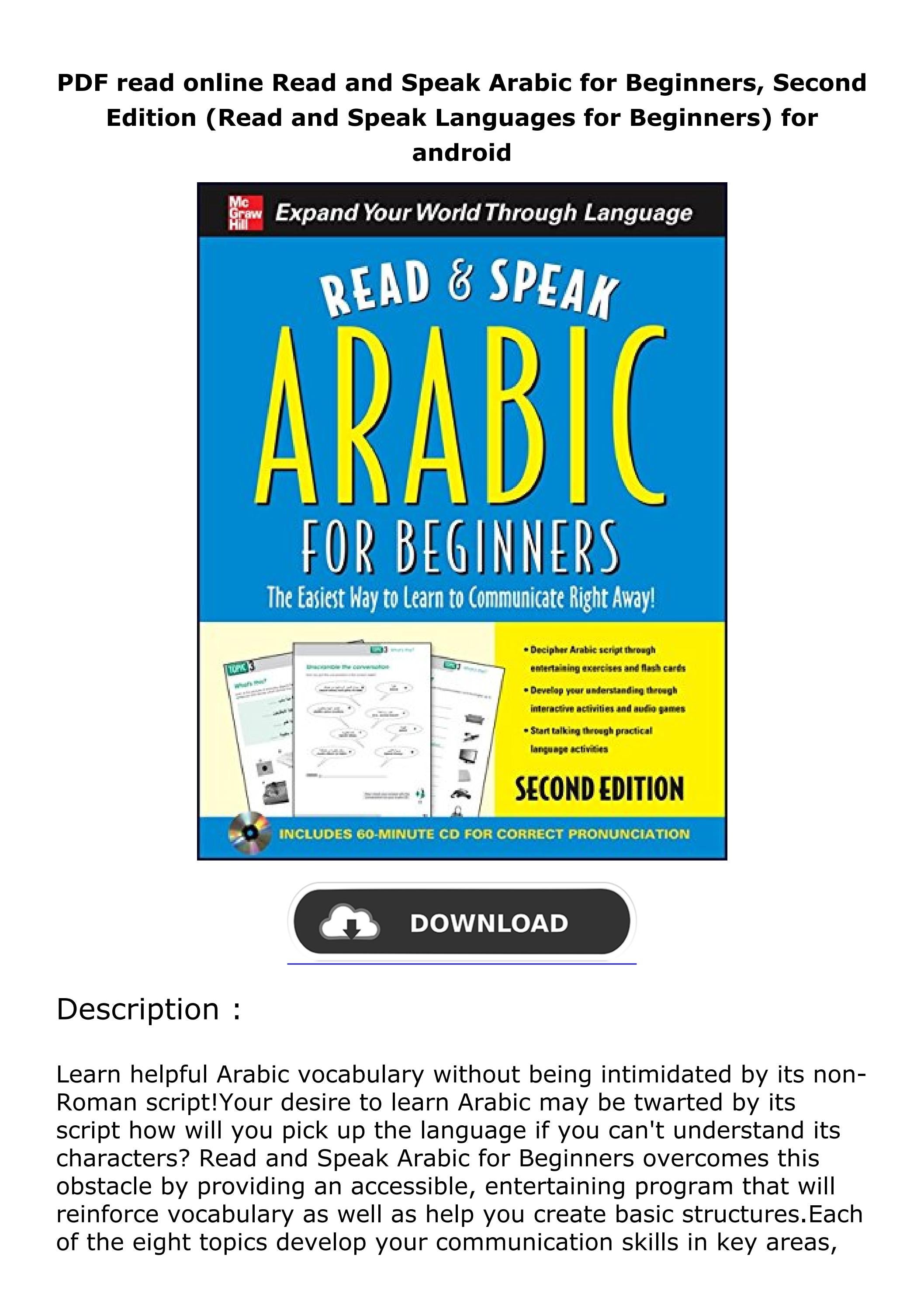 PDF read online Read and Speak Arabic for Beginners, Second Edition ...
