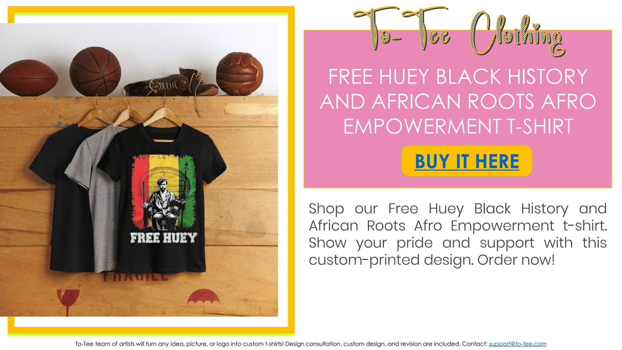 Free Huey Black History and African Roots Afro Empowerment t-shirt by ...