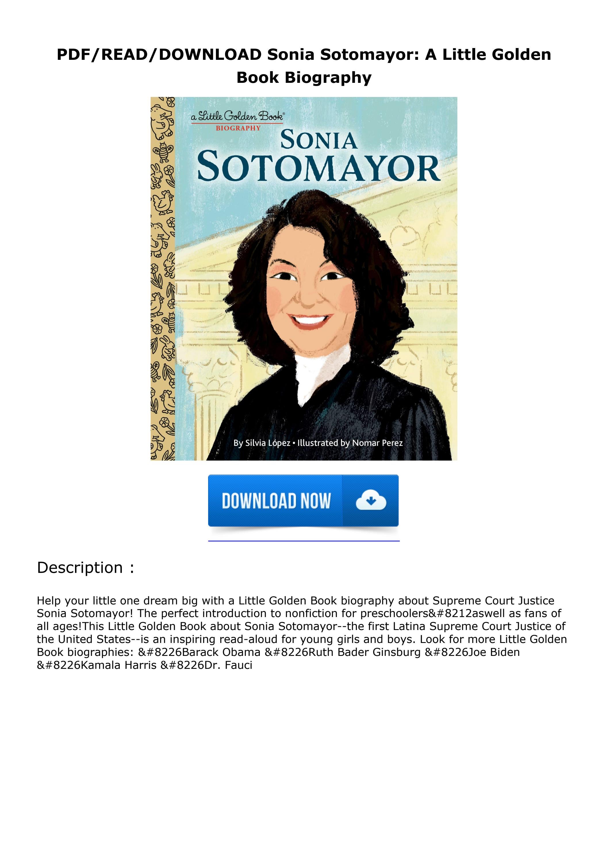PDF/READ/DOWNLOAD Sonia Sotomayor: A Little Golden Book Biography by ...