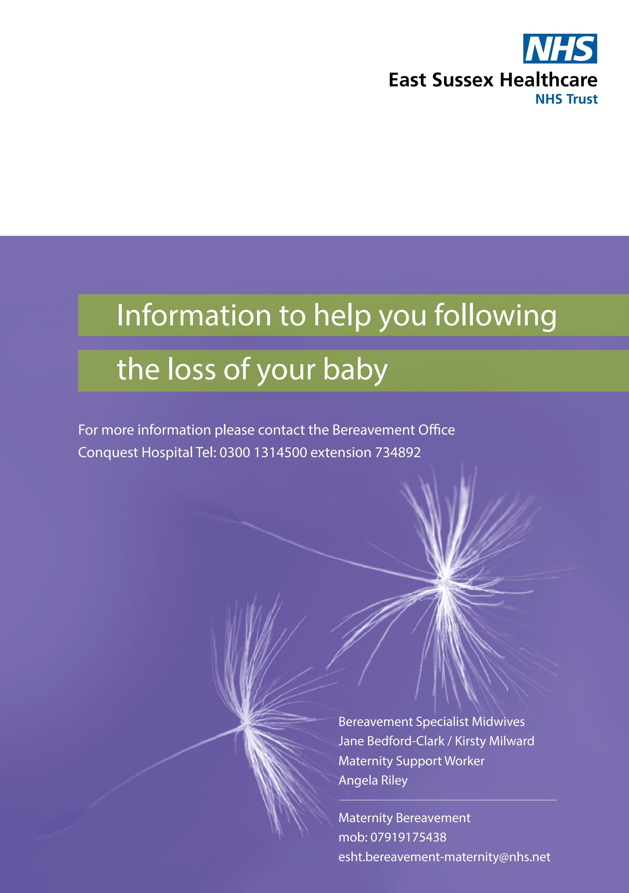 Conquest Hospital Maternity Bereavement Booklet by bereavementadvice ...