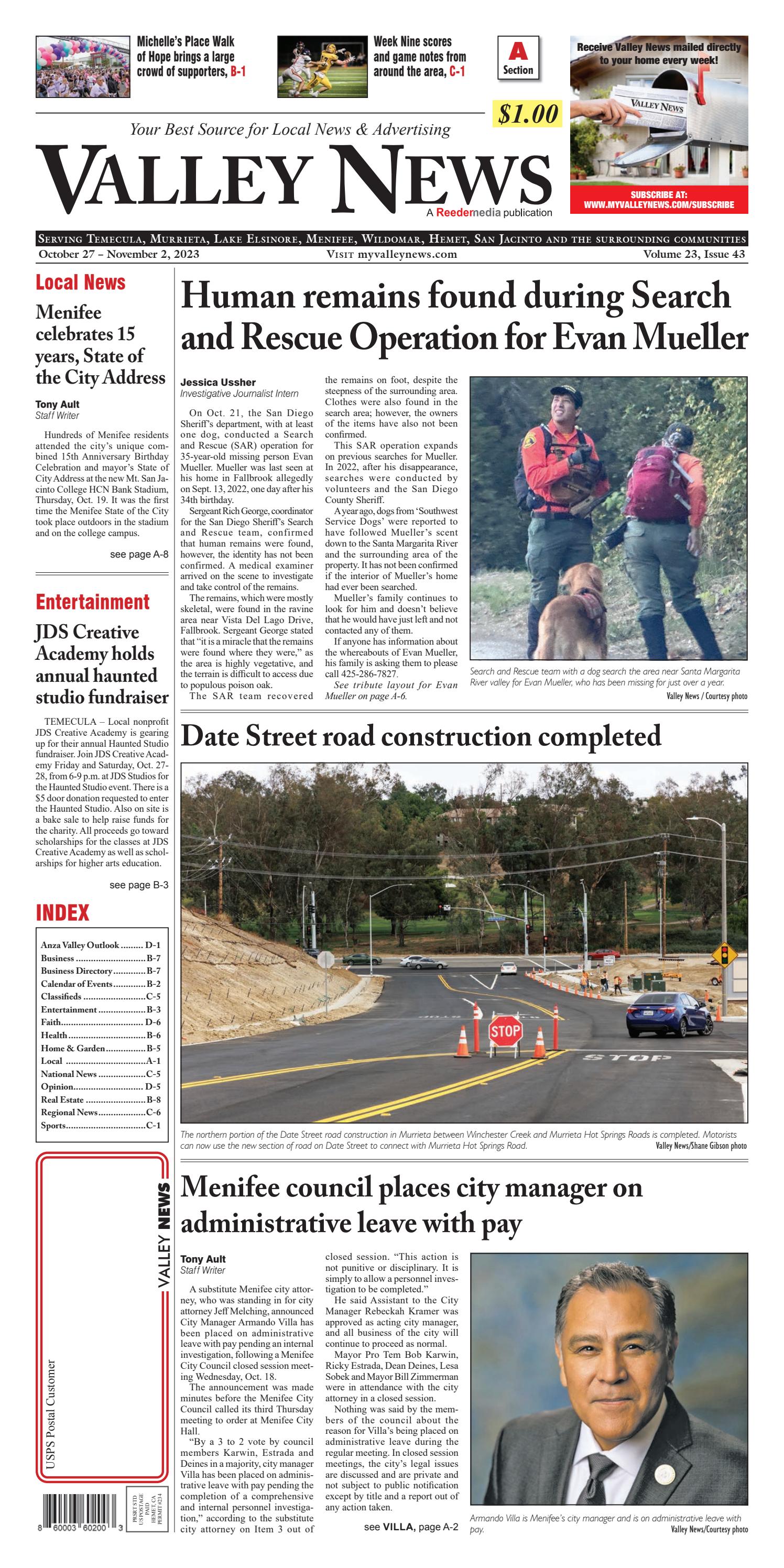 Valley News, October 27, 2023 by Village News, Inc. - Issuu