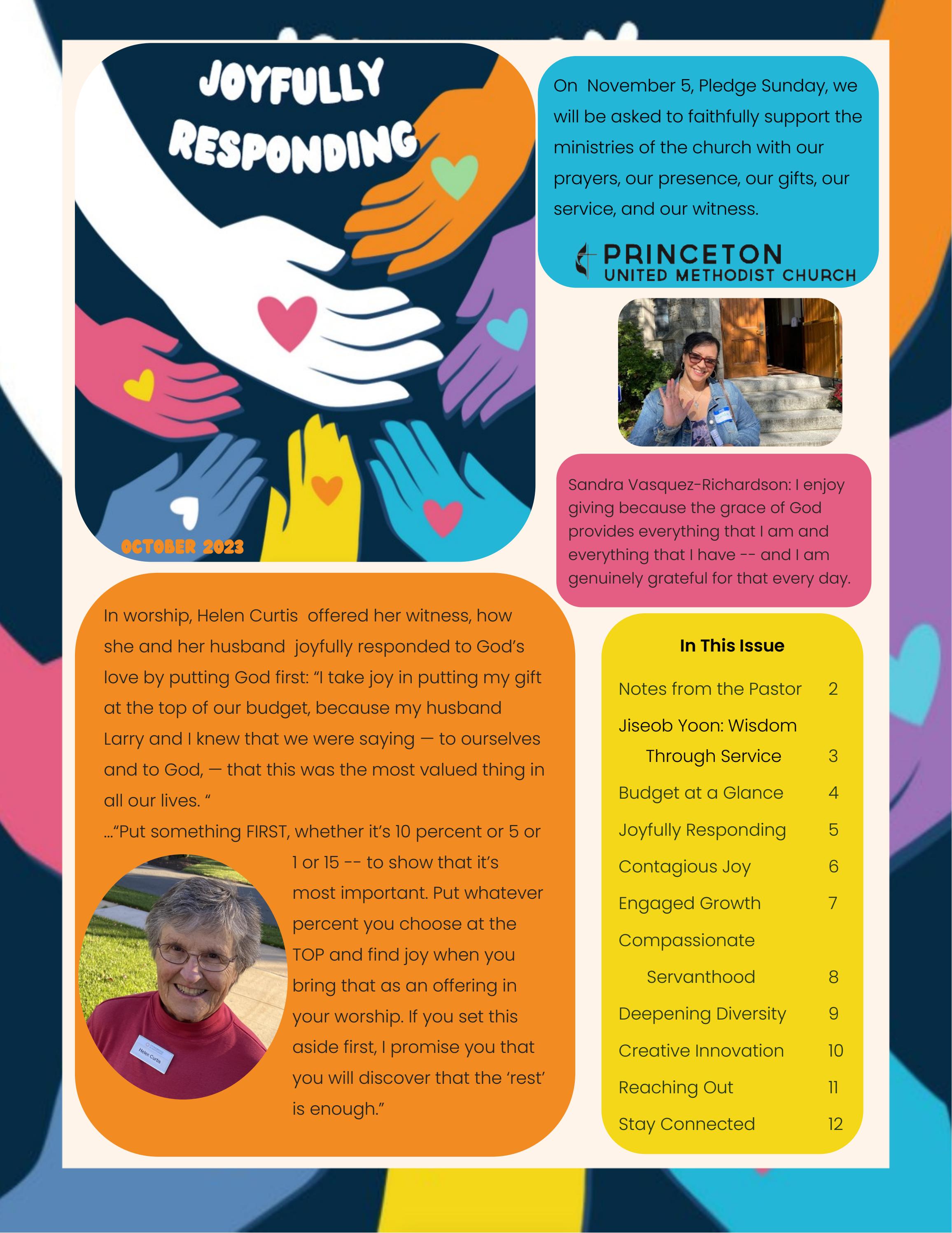 Princeton UMC Joyfully Responding Newsletter Oct 2023 by Evangeline ...