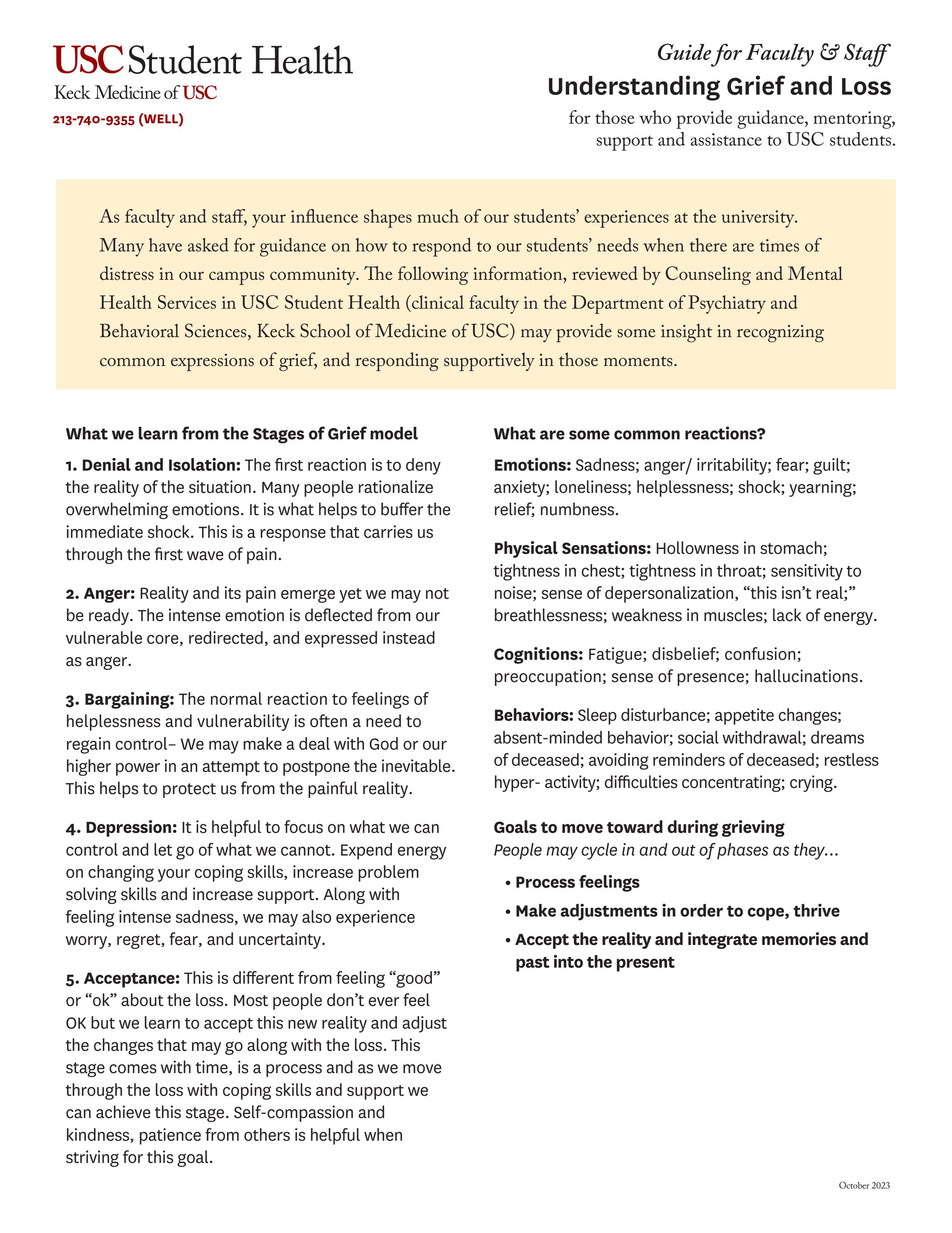 Understanding Grief and Loss: Guide for Faculty & Staff by ...