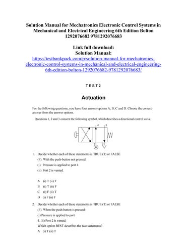 Solution manual for mechatronics electronic control systems in ...
